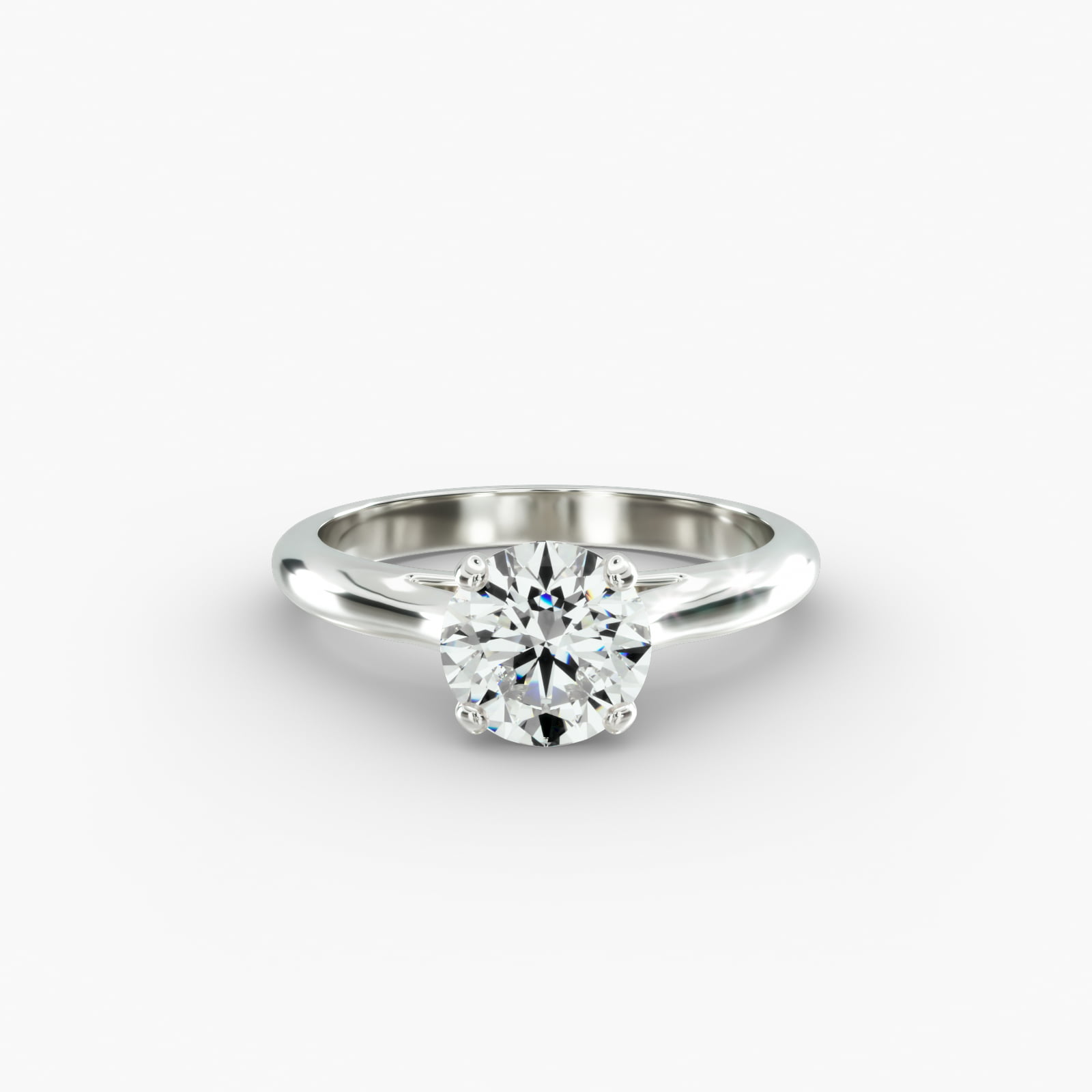 18K White Gold Sleek Diamond Engagement Ring-17110w