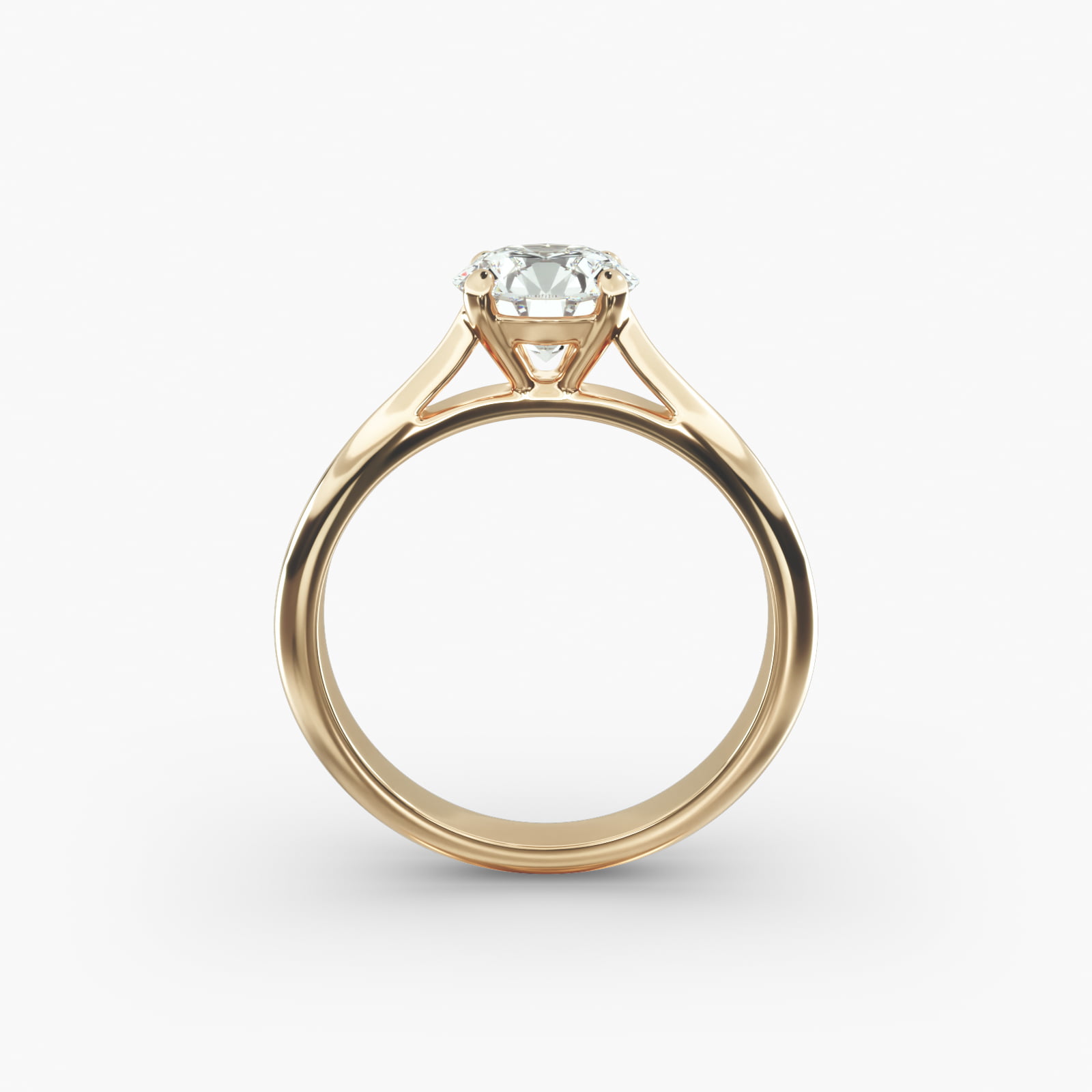 18K Yellow Gold Sleek Diamond Engagement Ring-17110y