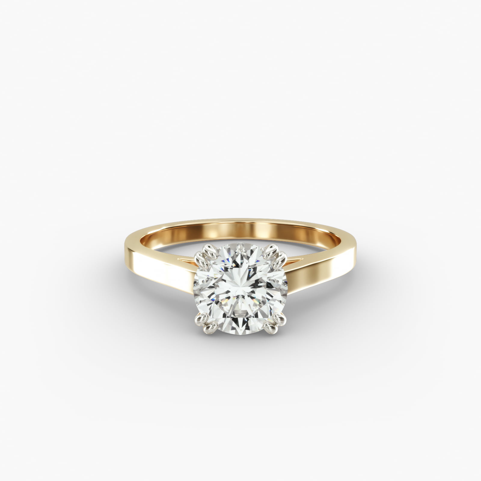 18K Yellow Gold Double Claw Prong Engagement Ring-17130y