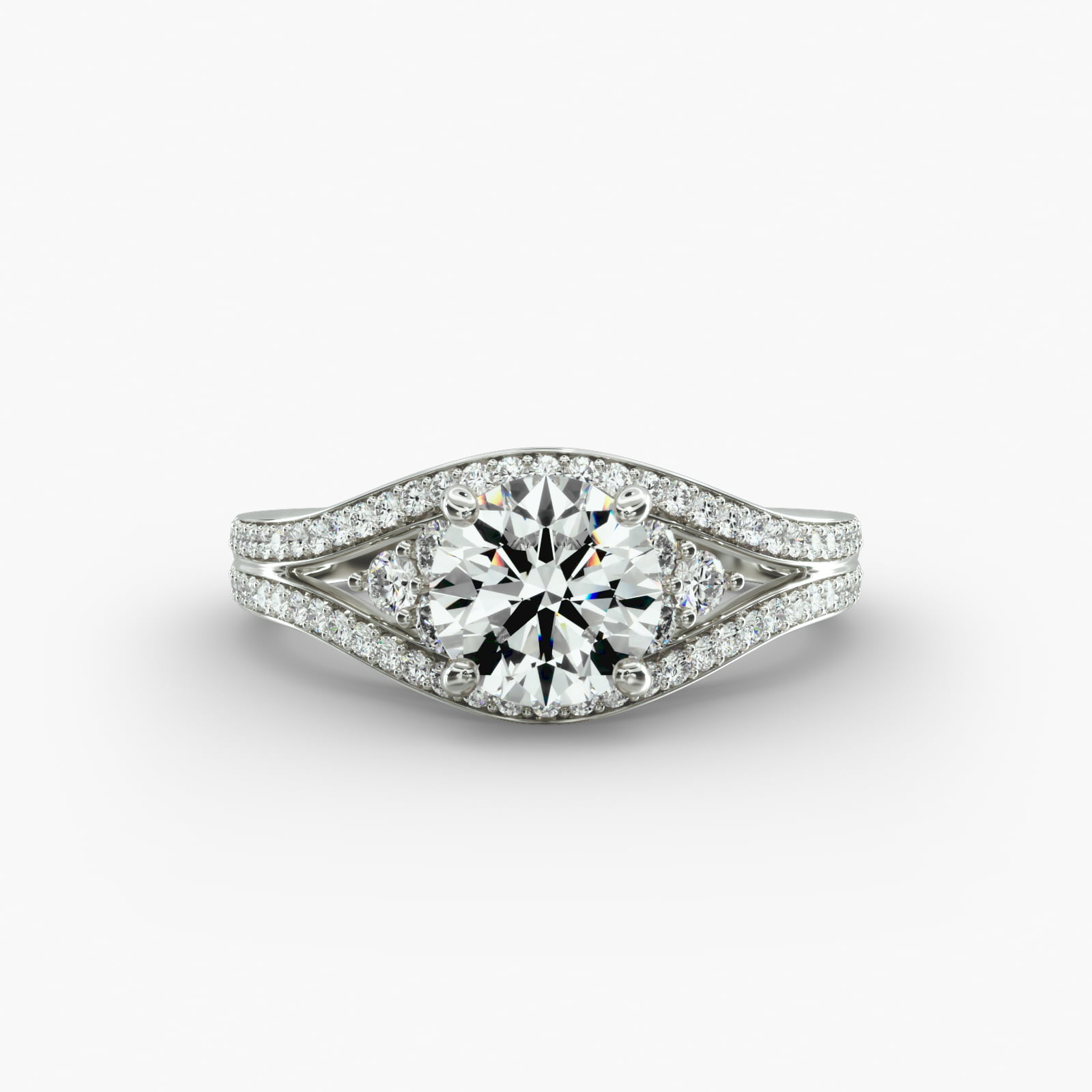 Platinum Double Pavé Diamond Engagement Ring-17408p