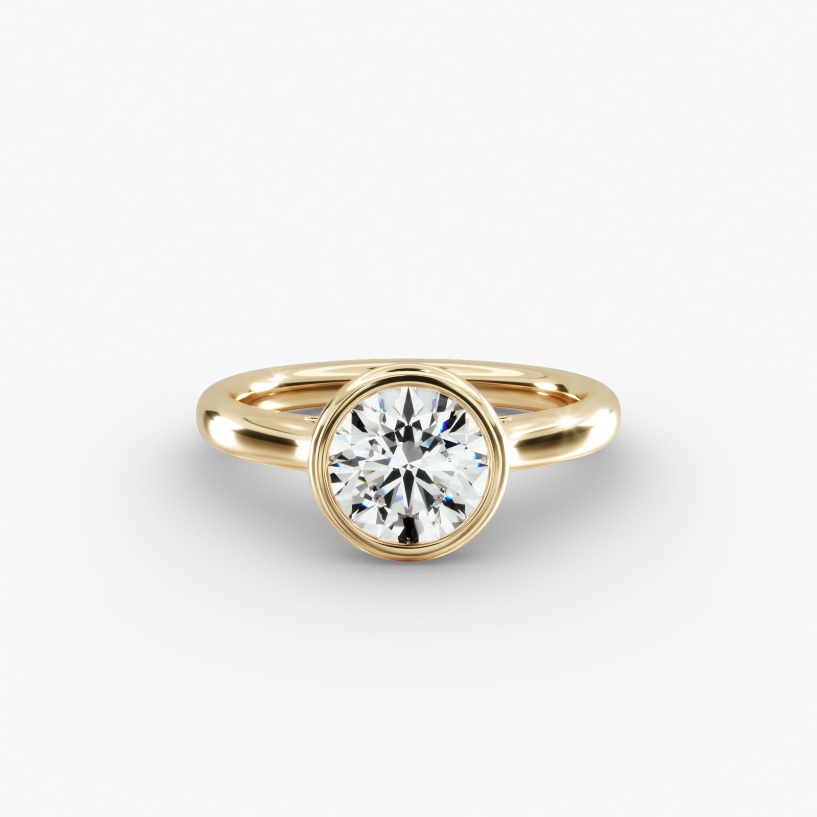 14K Yellow Gold Bezel Set Diamond Engagement Ring-17541y14