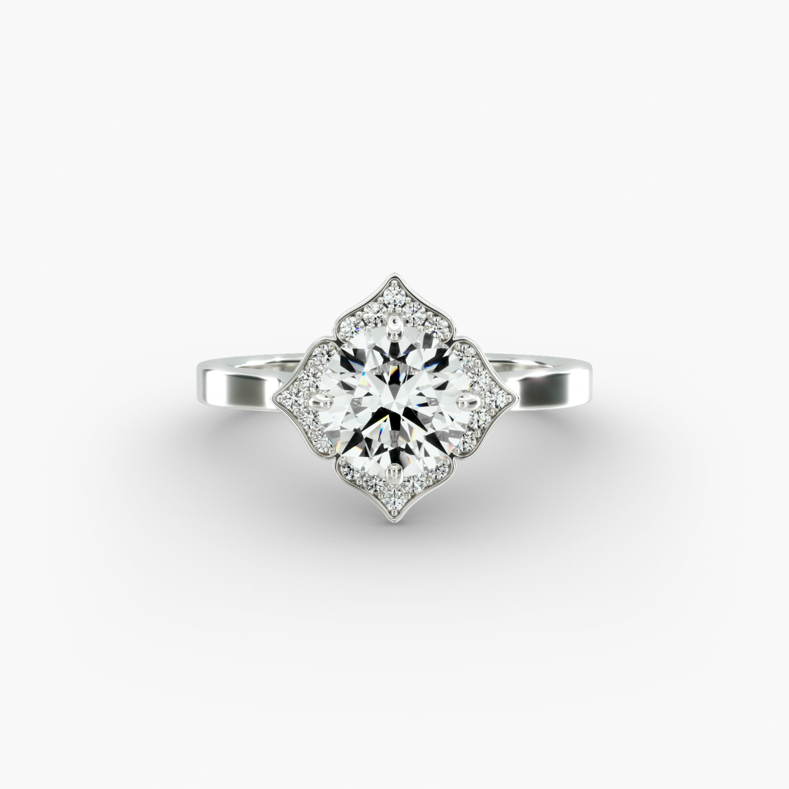 Platinum Magnolia Engagement Ring-17726p