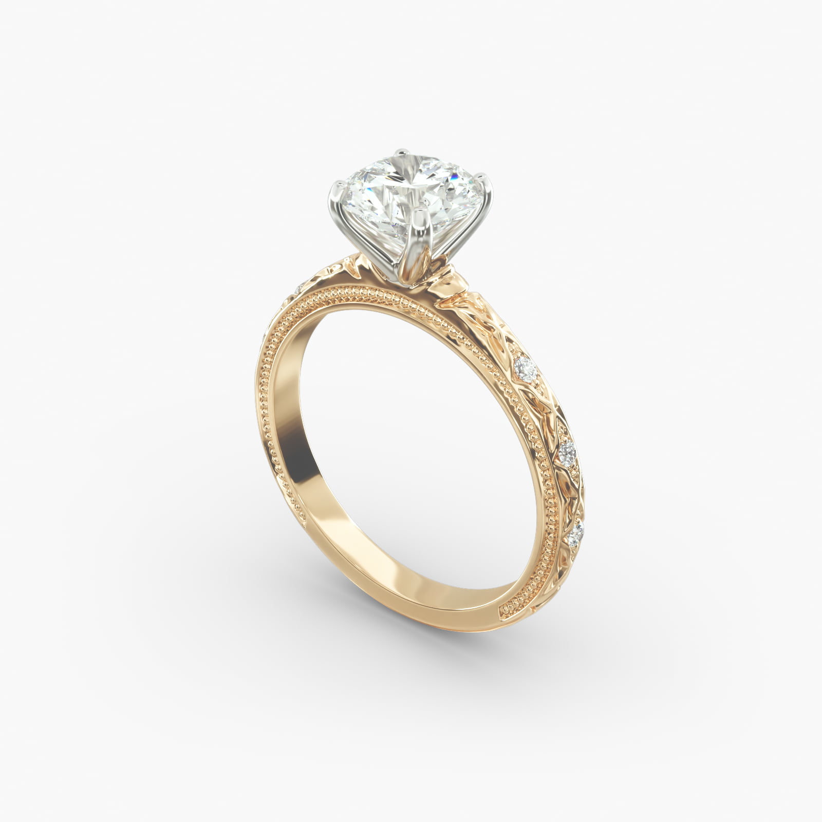 14K Yellow Gold Blossom Engagement Ring-17776y14