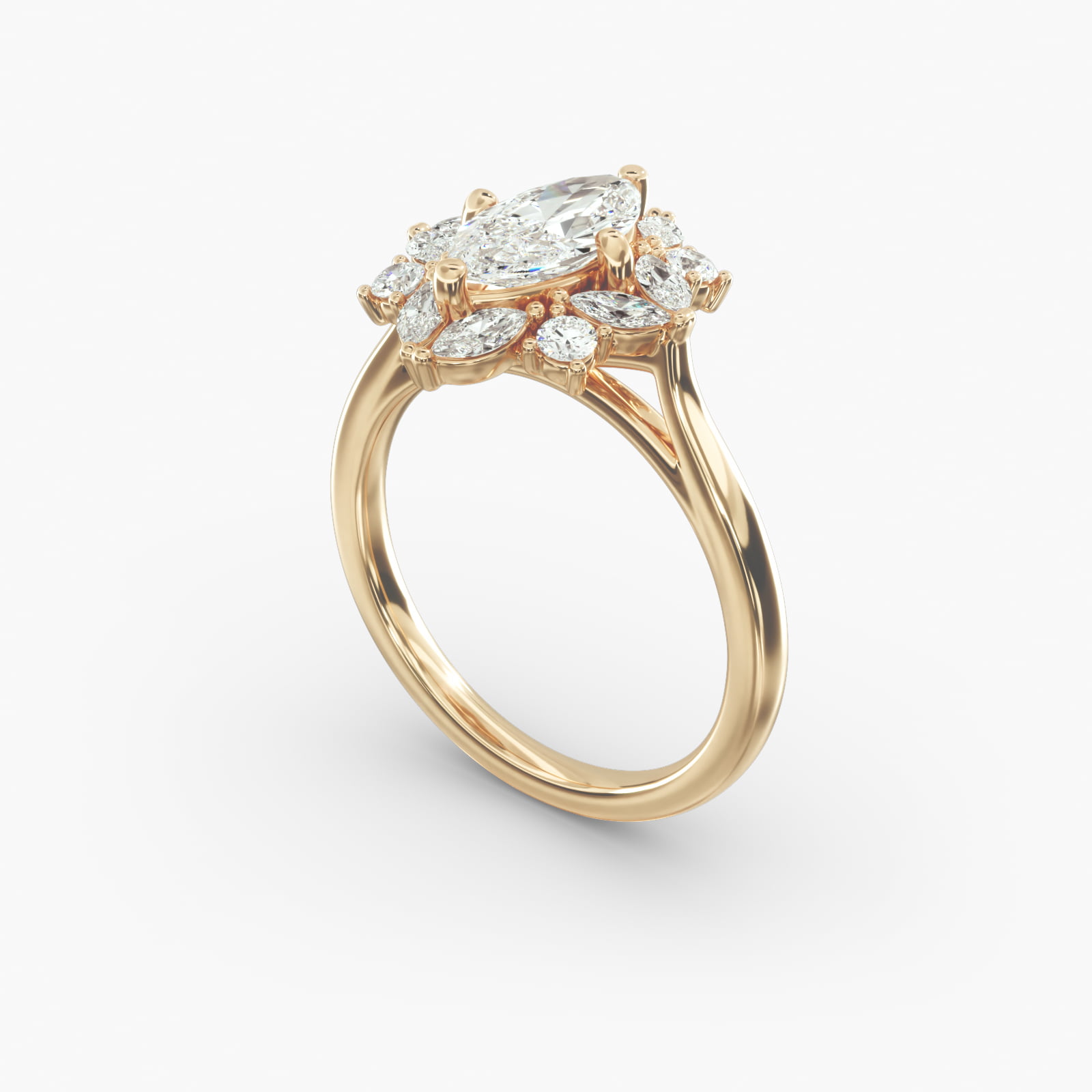 GIA 0.62 Carat I-SI1 Very Good Cut Marquise Diamond Marquise Cluster ...