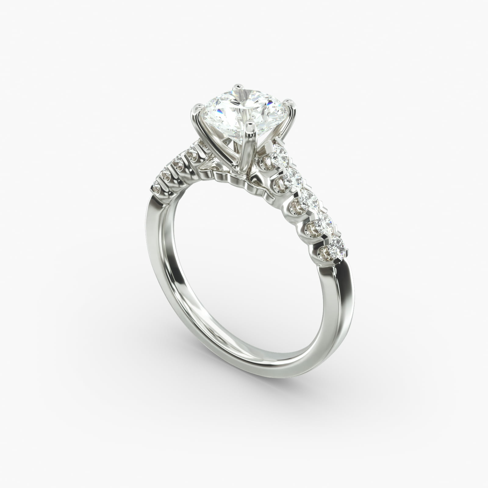 14K White Gold Fishtail Diamond Engagement Ring-18078w14