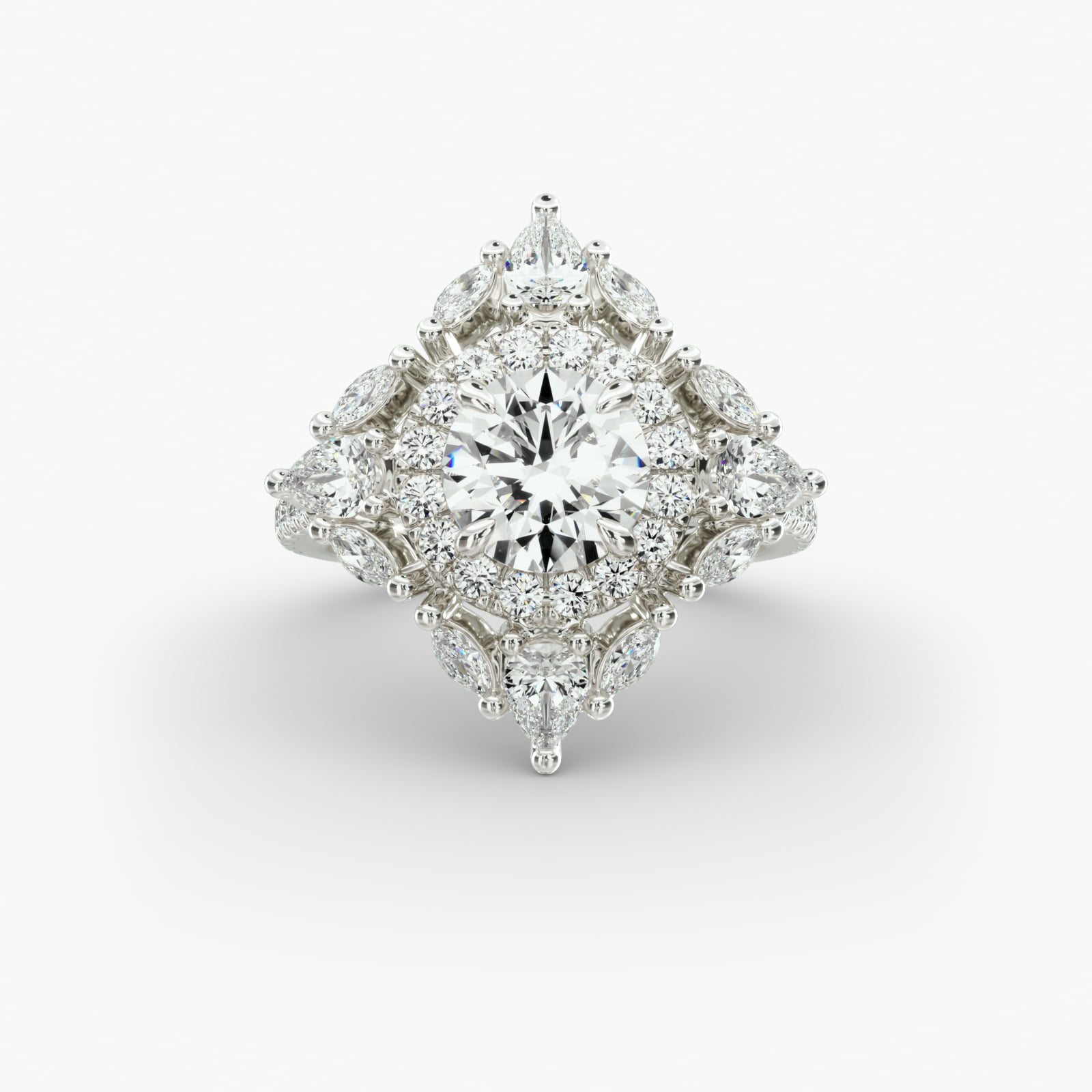 18K White Gold Empress Diamond Engagement Ring-18144w