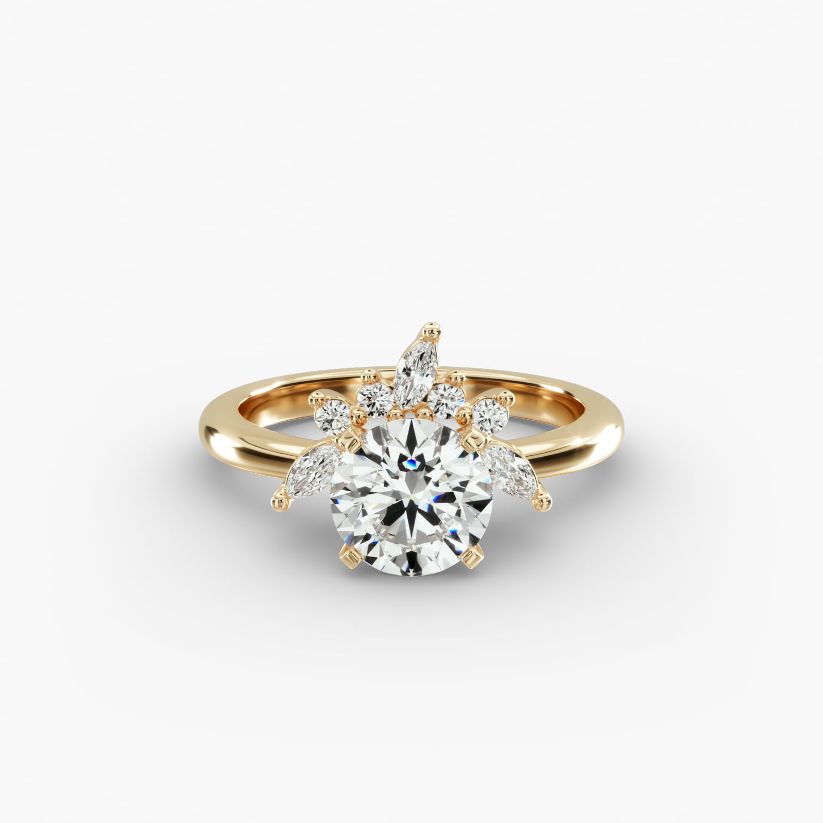 14K Yellow Gold Diamond Half Halo Engagement Ring-18160y14