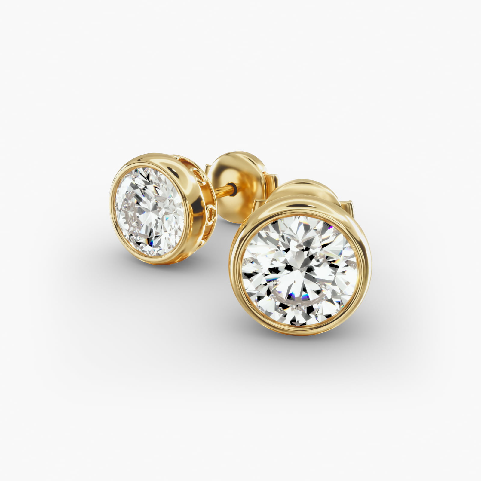 14K Yellow Gold Pair of Bezel Diamond Stud Earrings (Mounting)-37541mnty14