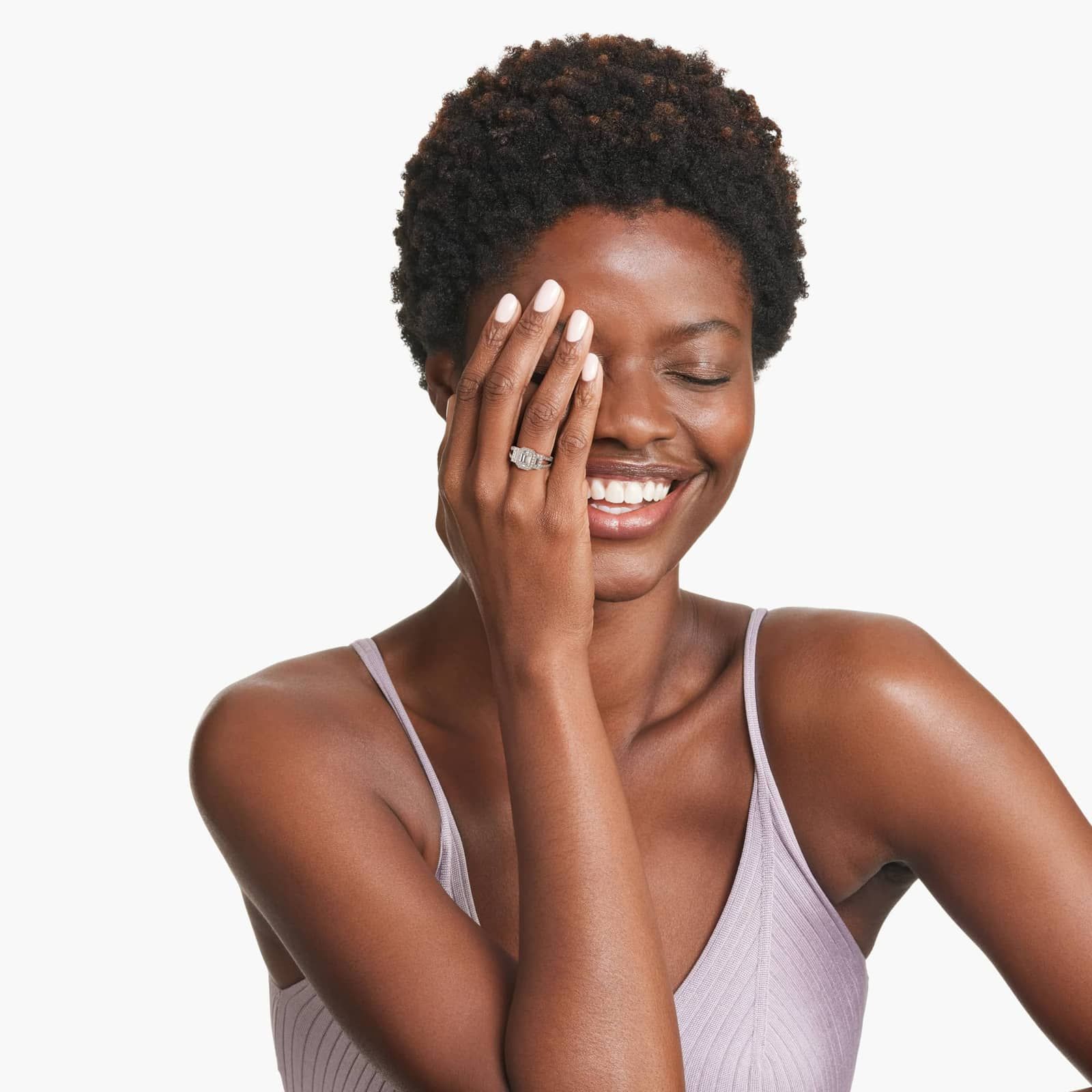 14K White Gold Emerald Three Stone Engagement Ring-17452w14