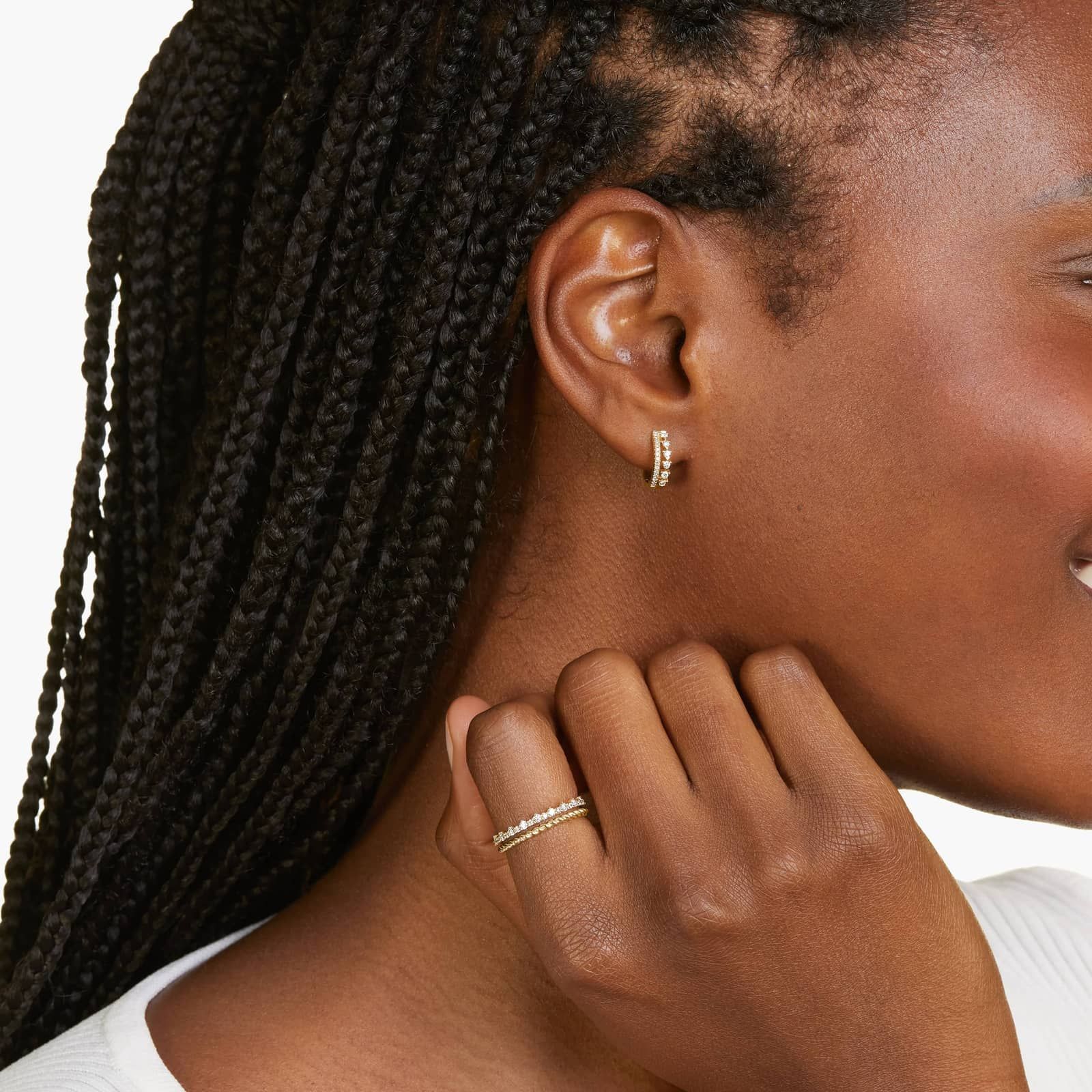 14K Yellow Gold Diamond And Twist Double Row Ring-81913y14