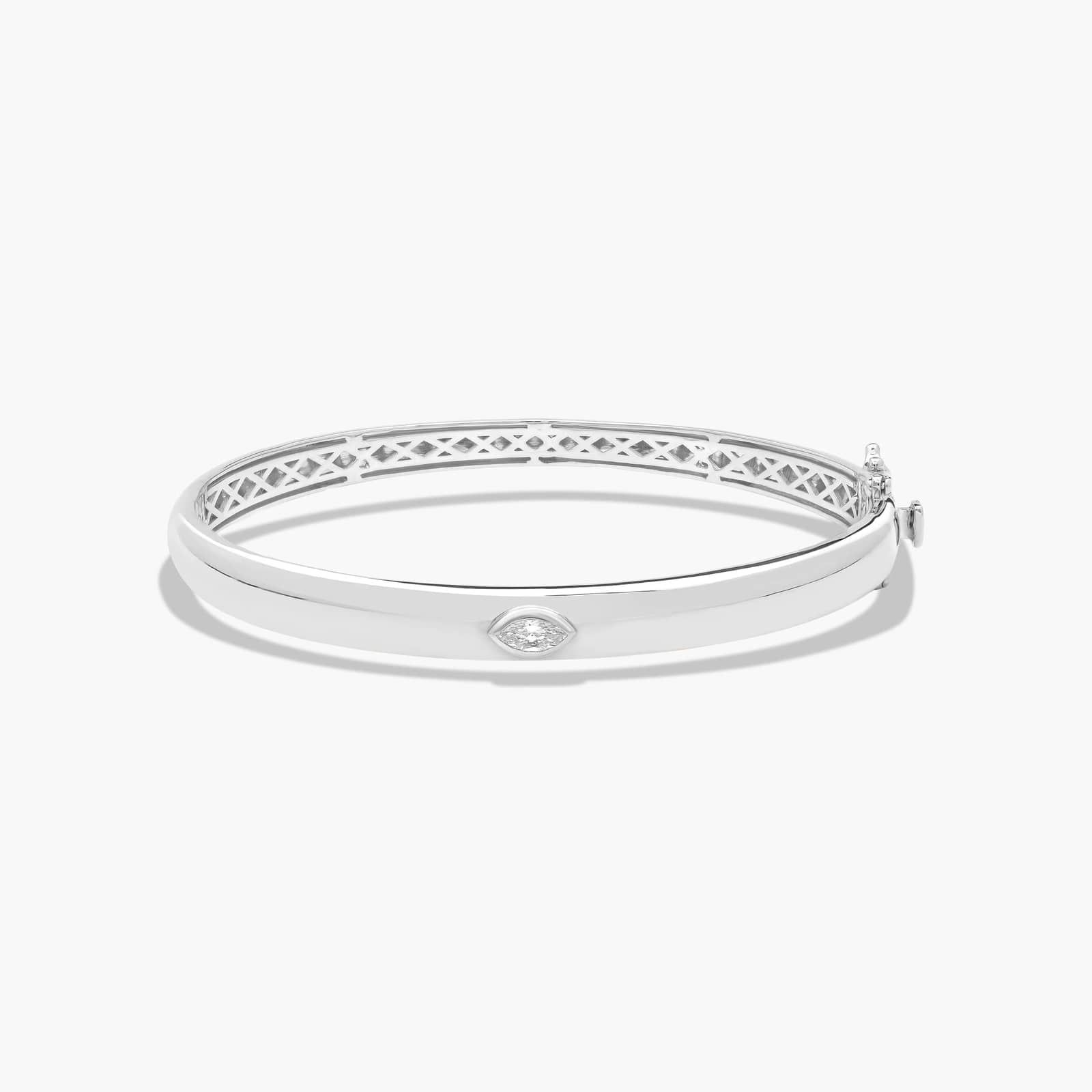14K White Gold Fancy Bezels Lab Grown Marquise Diamond Bangle Bracelet ...
