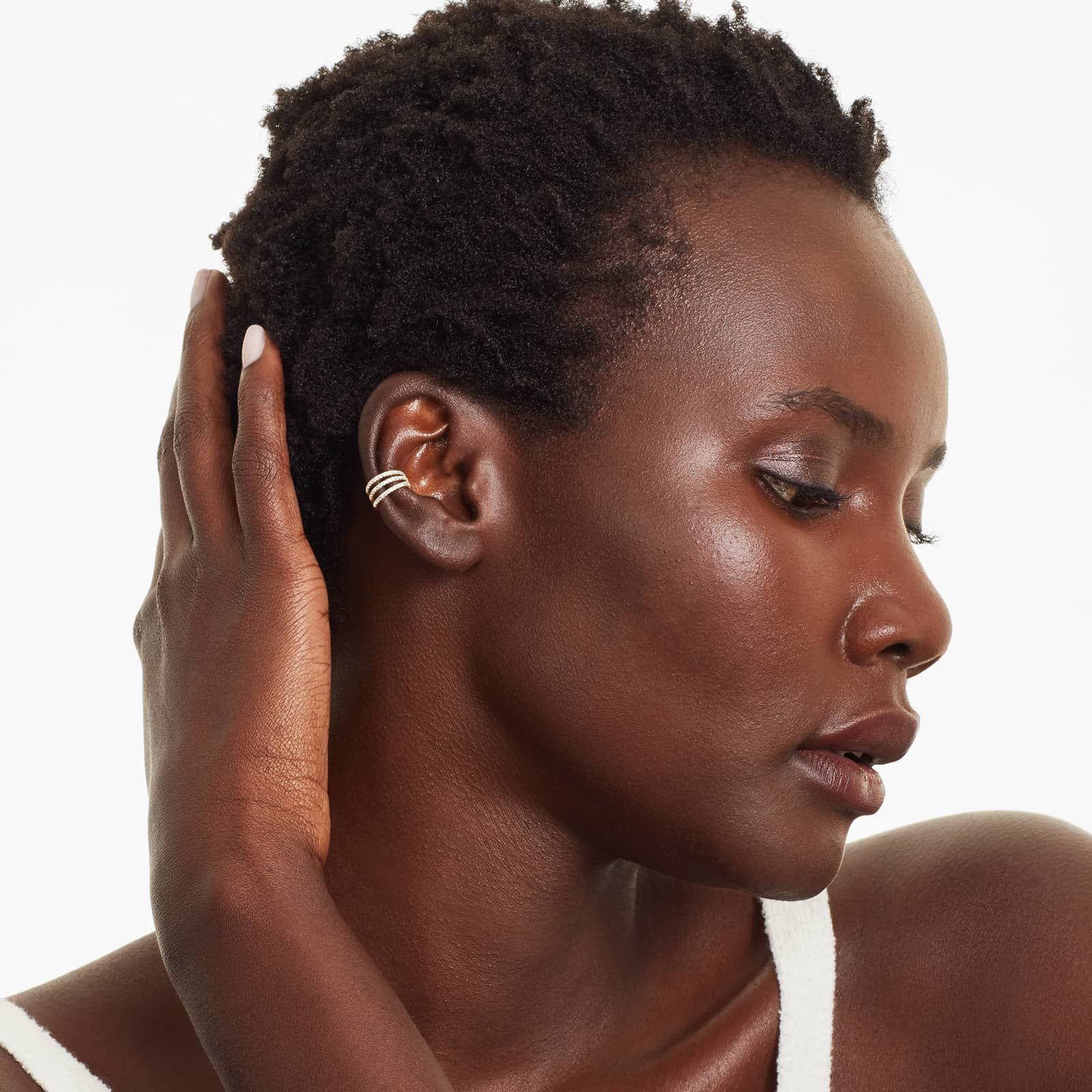 14K Yellow Gold Triple Diamond Ear Cuff-81423y14