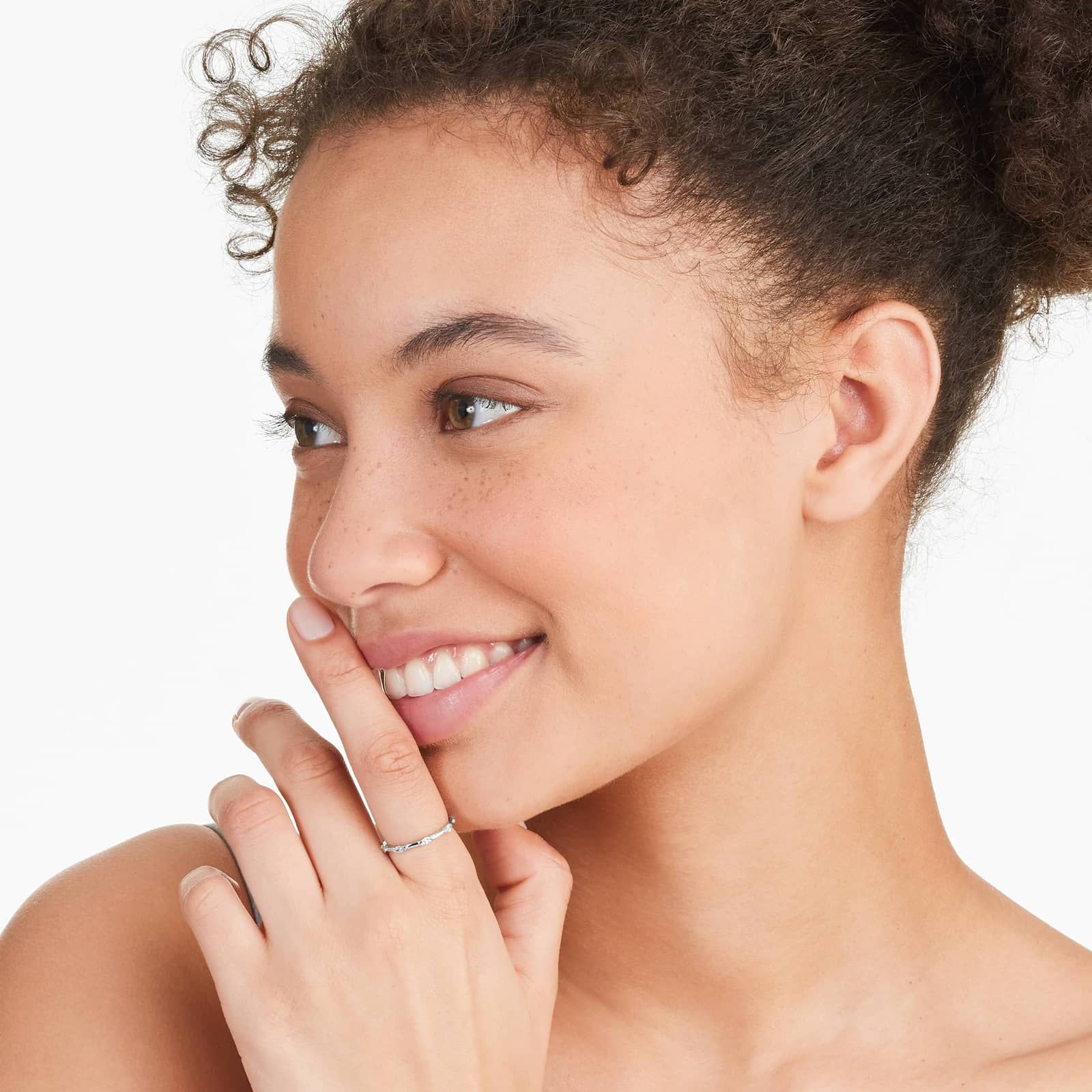 14K White Gold Marquise Diamond Station Ring