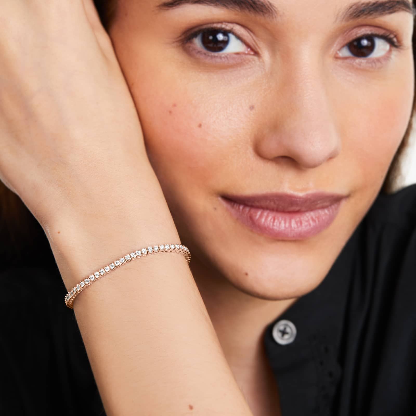 14K Rose Gold Bezel Diamond Tennis Bracelet (2 CTW - H-I / SI1-SI2)-88003r148b