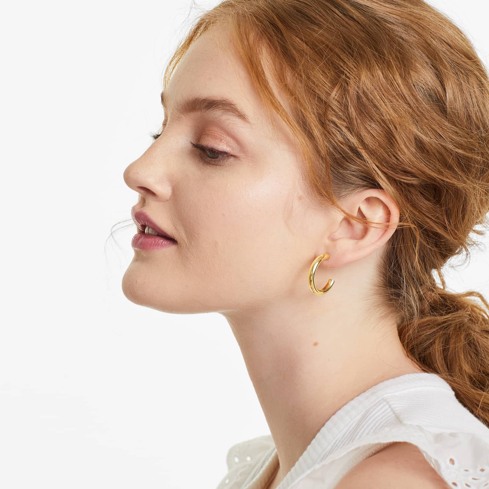 14K Yellow Gold 1 Inch Open Hoop Earrings-95083y14