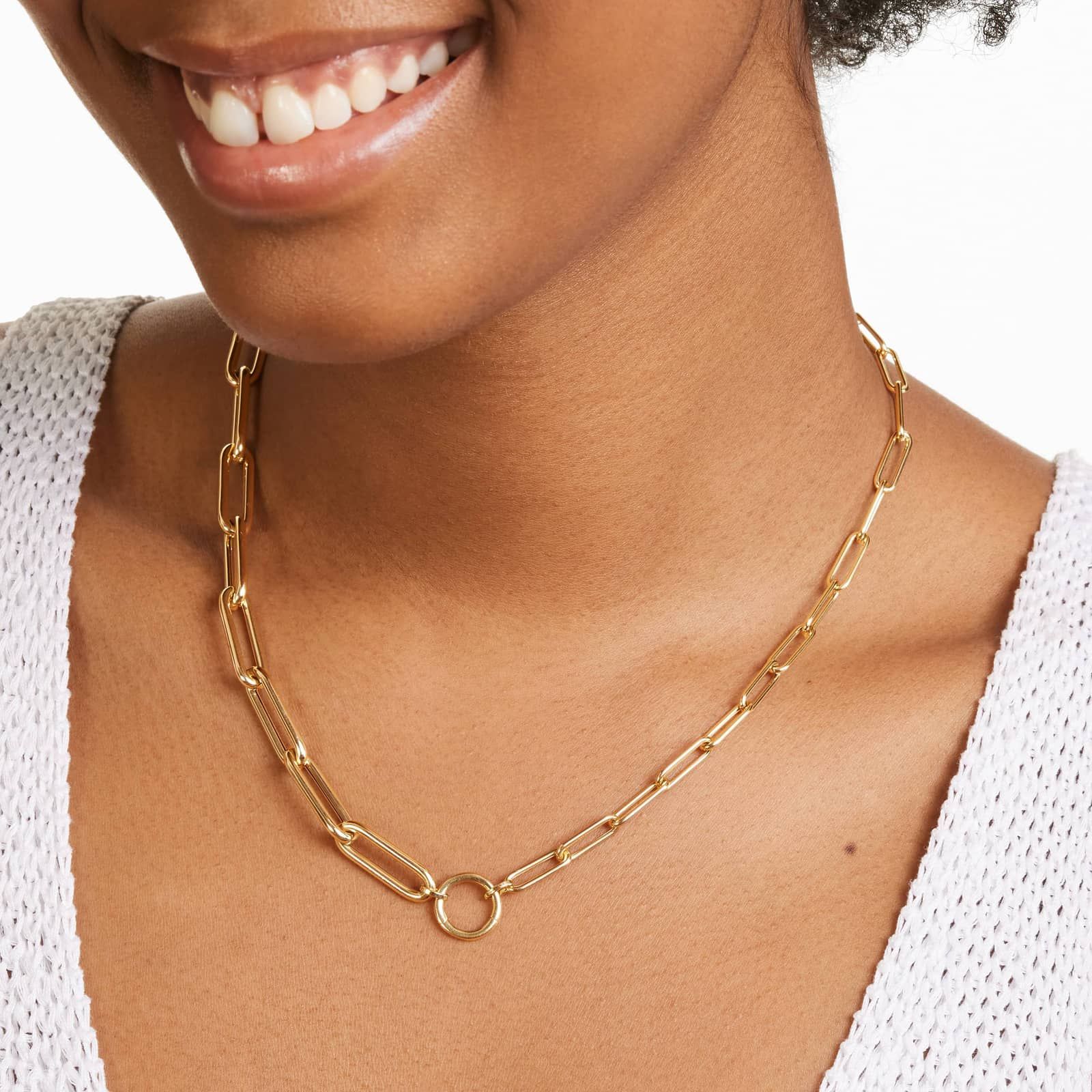 14K Yellow Gold Dual Paper Clip Chain Necklace-95311y14