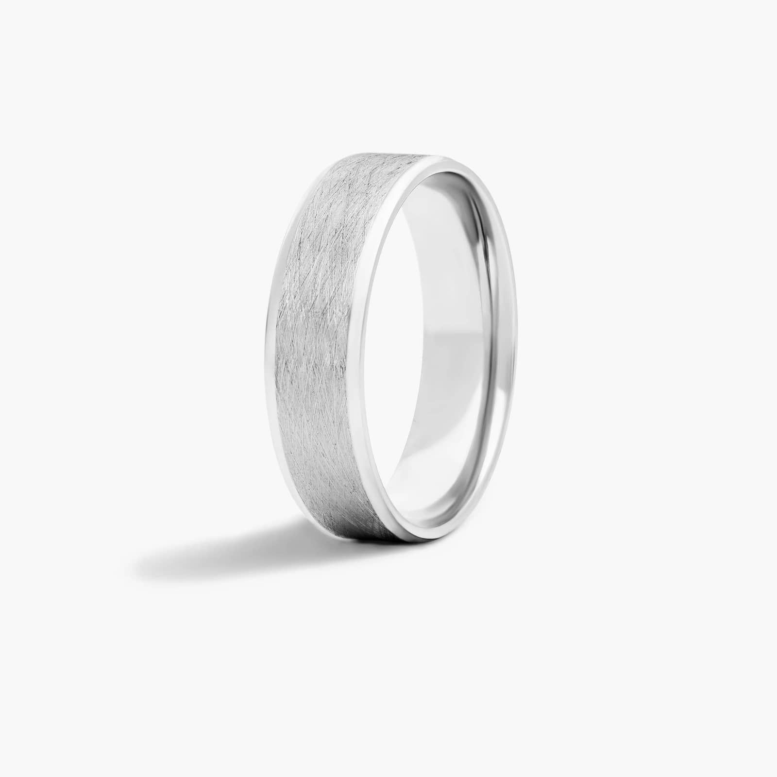 14K White Gold 6MM Wire Finish Band-16543w14