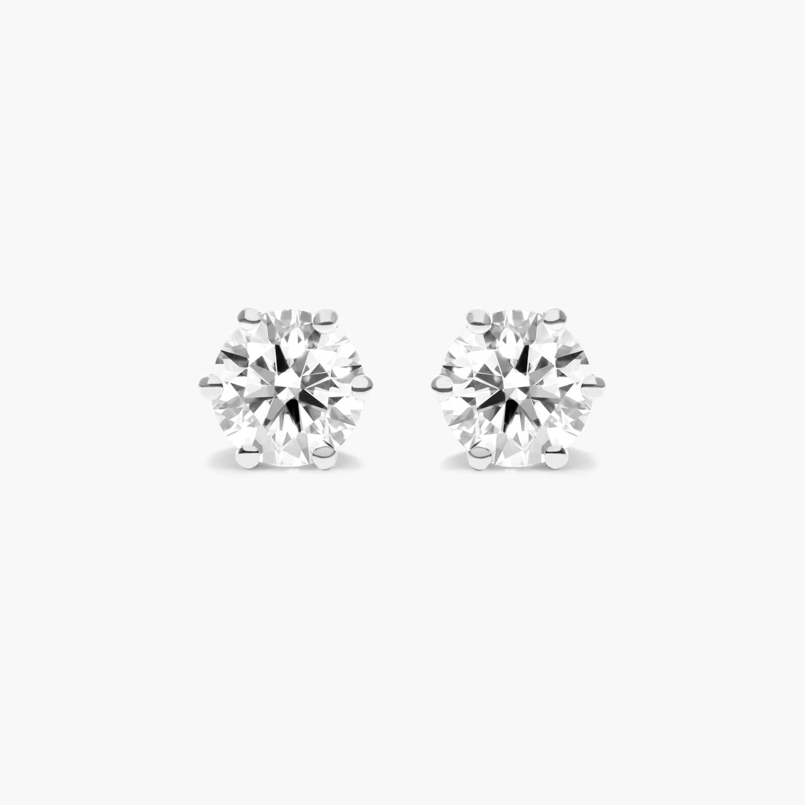 14K White Gold Six Prong Wire Basket Diamond Stud Earrings (0.25 CTW ...