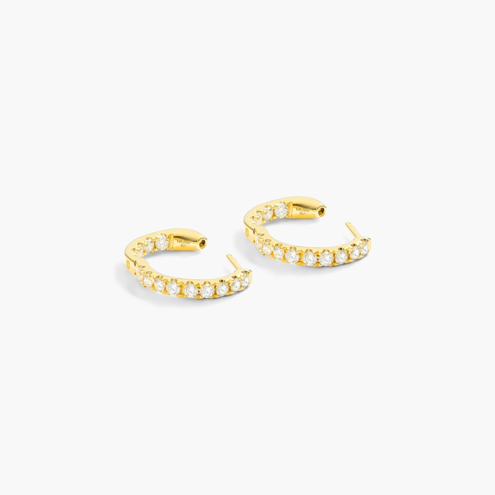 14K Yellow Gold Inside Out Round Hoops, 1/2 Inch Diameter (1.00 ctw ...