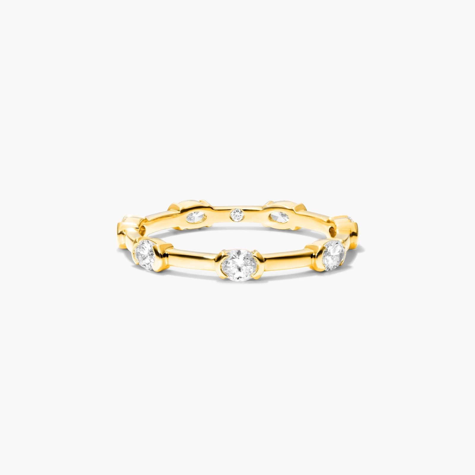 14K Yellow Gold Oval Cut Diamond Station Ring-81479y14