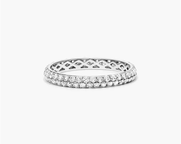 14K White Gold Double Row Eternity Diamond Ring-81578w14
