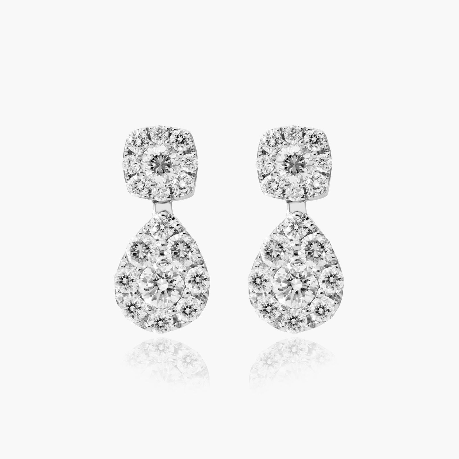 14K White Gold Fancy Droplet Diamond Earrings-81608w14