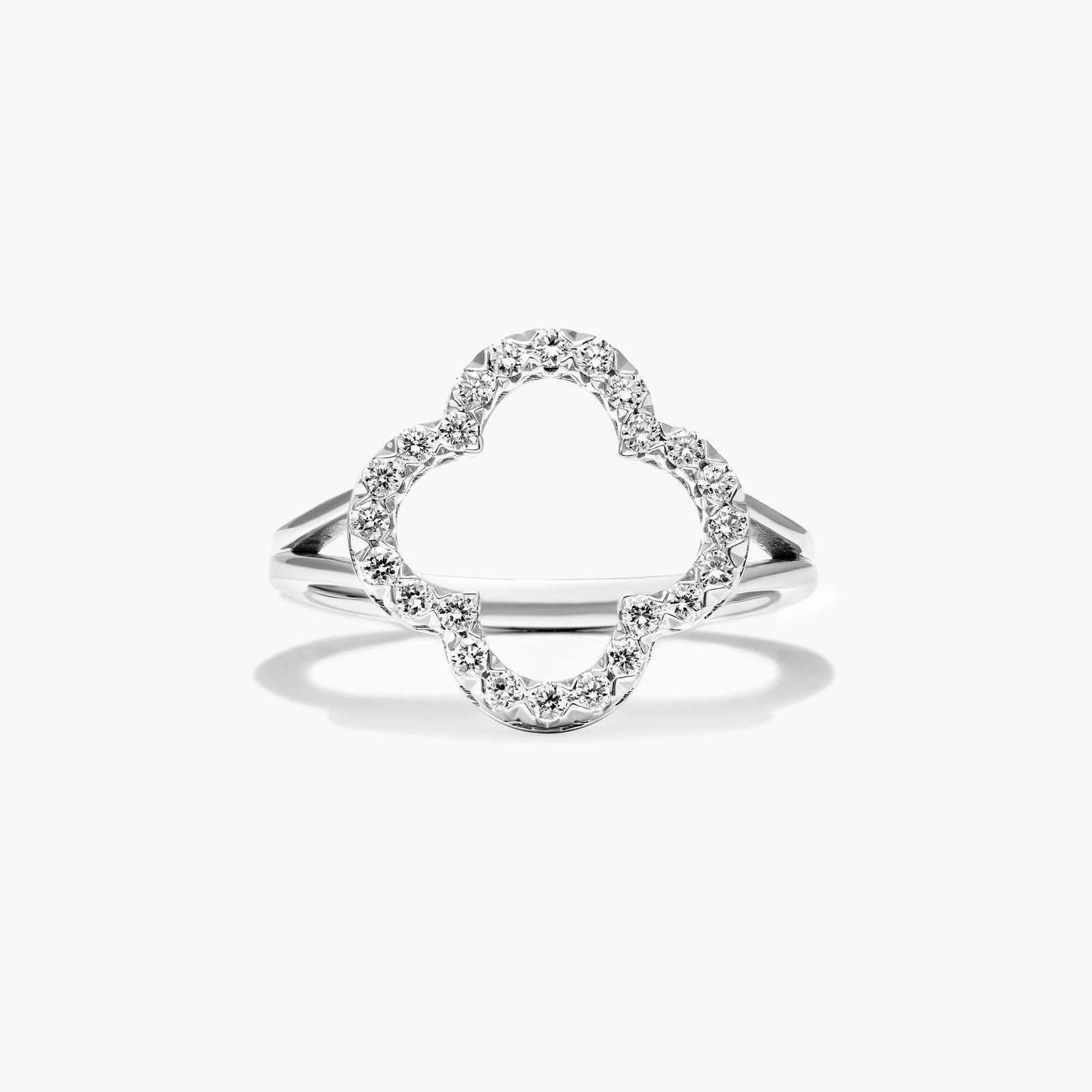 14K White Gold Lab-Grown Diamond Open Clover Ring-81632w14l