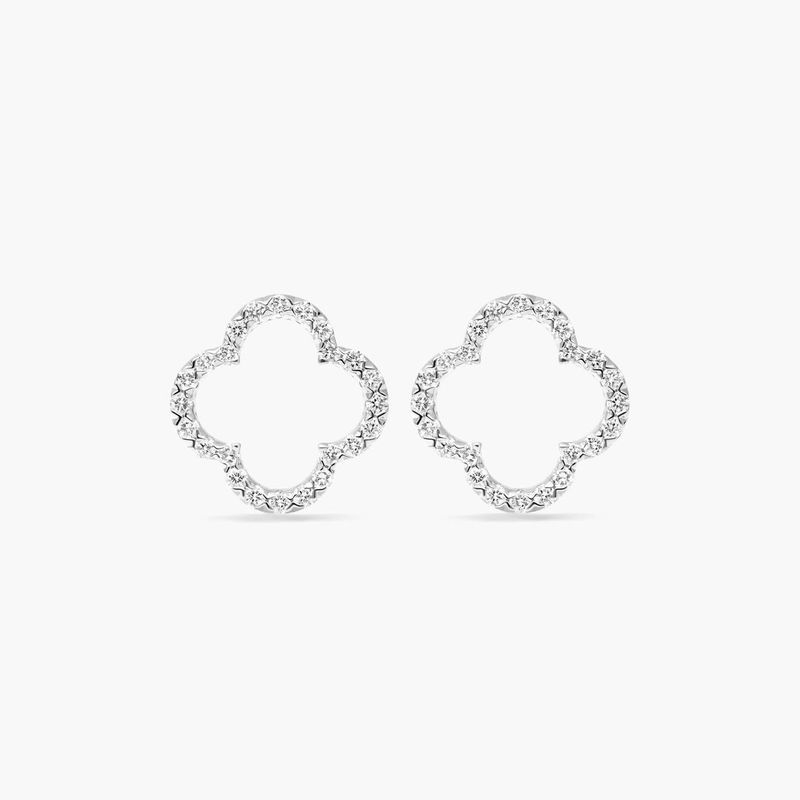 14K White Gold Lab-Grown Diamond Open Clover Ring-81632w14l