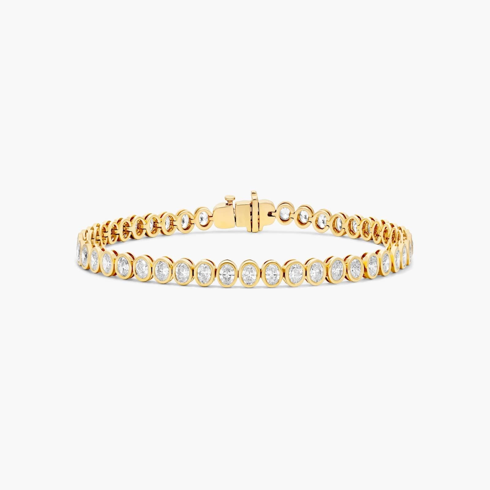 14K Yellow Gold Bezel Oval Cut Lab-Grown Diamond Tennis Bracelet-81793y14l