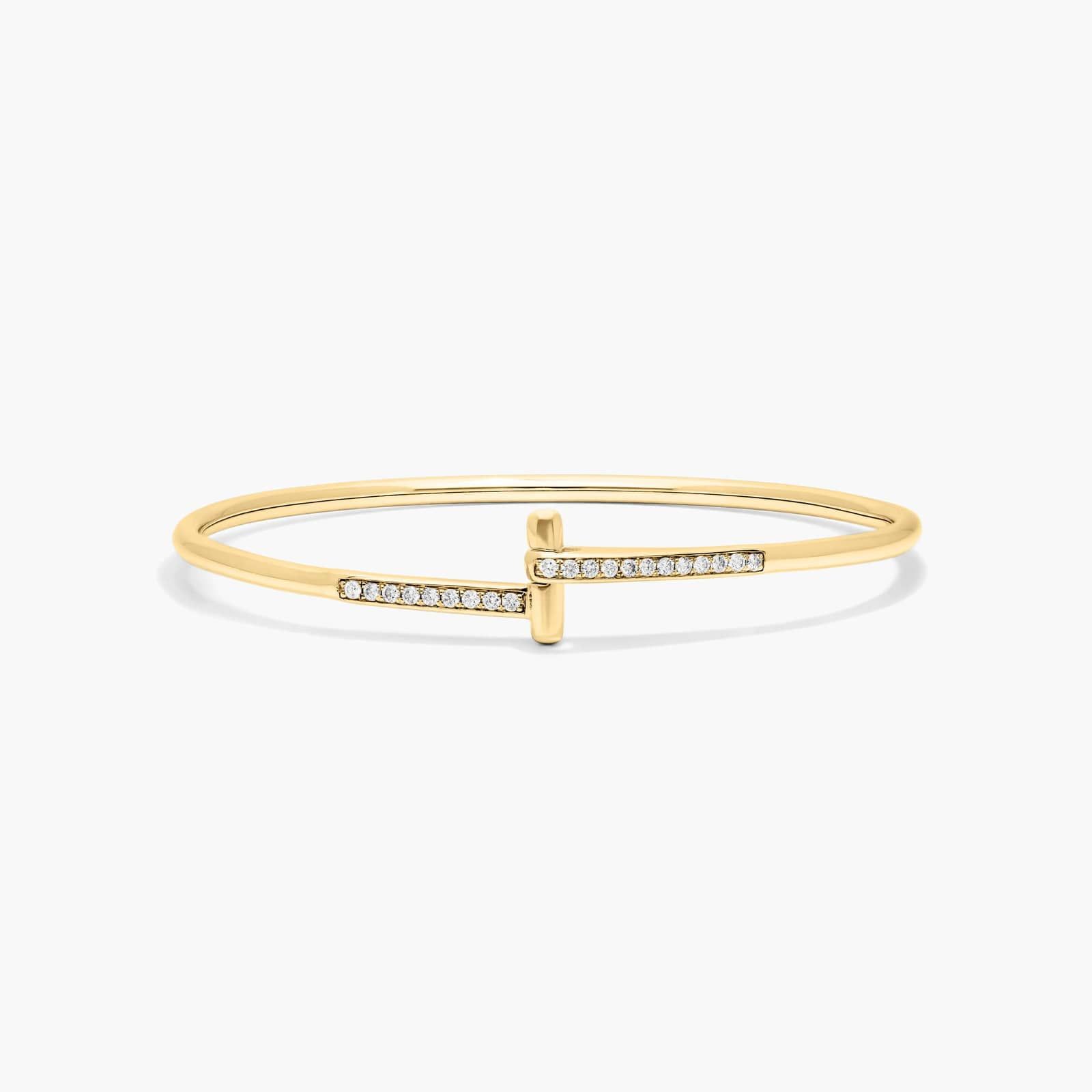14K Yellow Gold Diamond Hinge Bangle-81809y14
