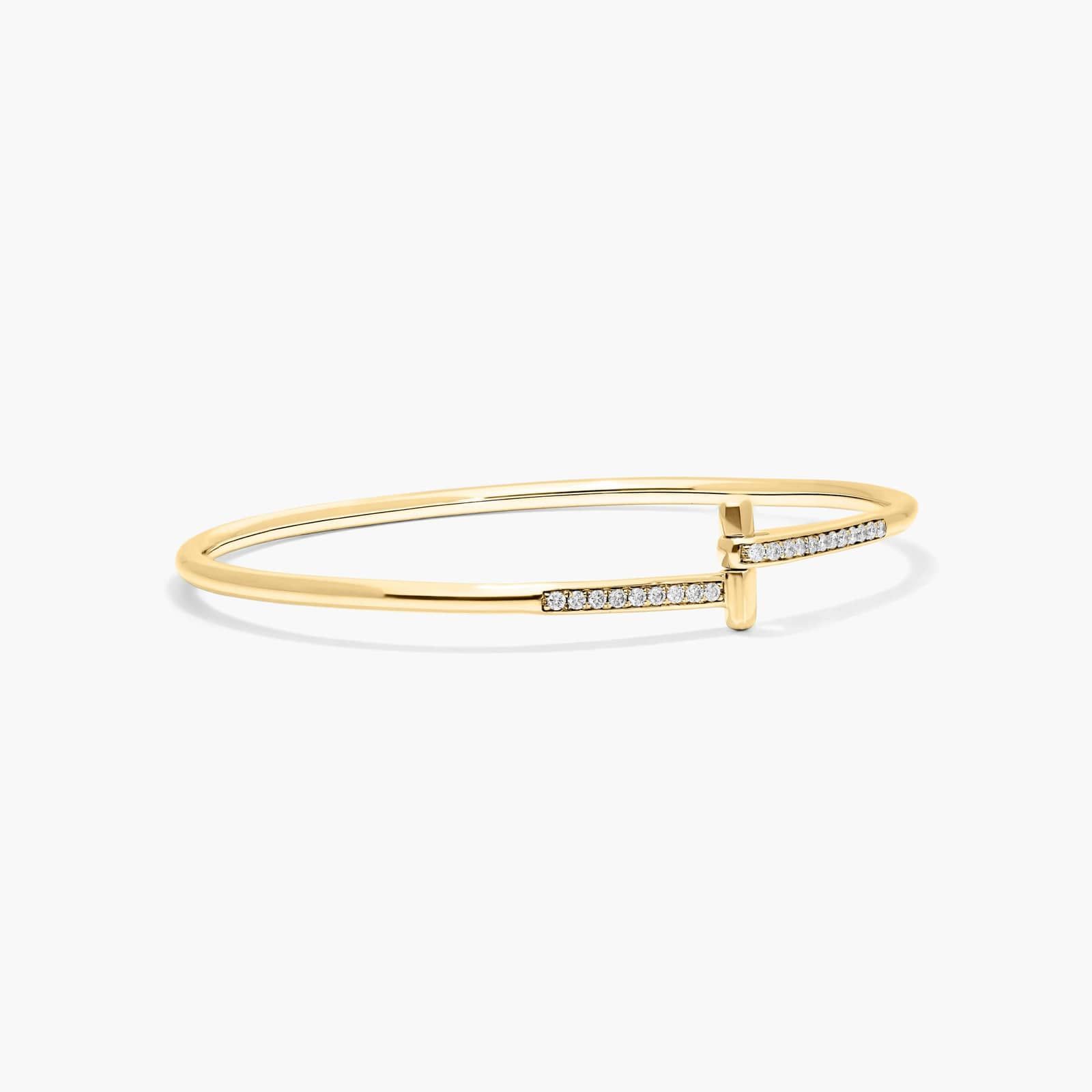 14K Yellow Gold Diamond Hinge Bangle-81809y14