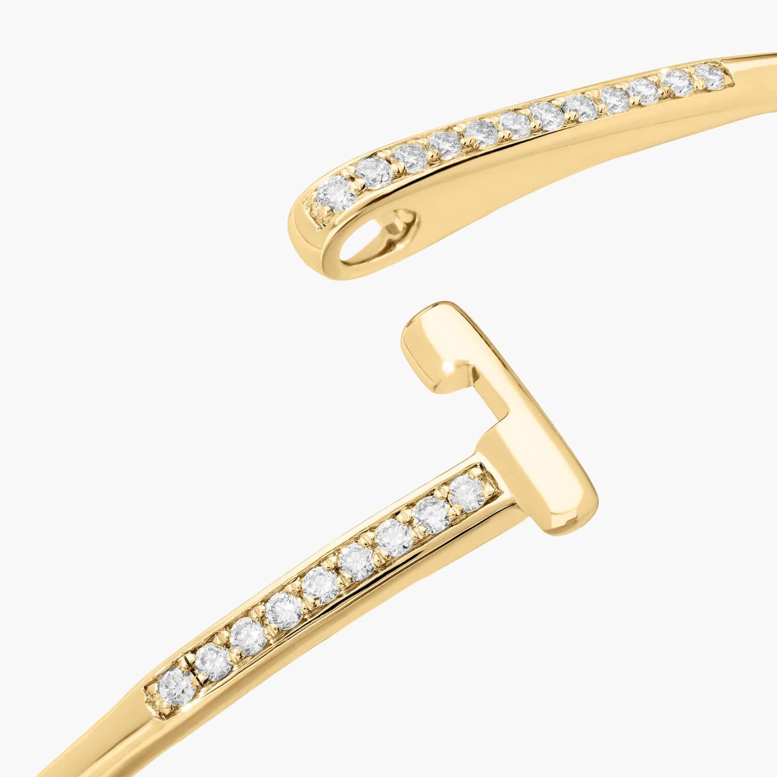 14K Yellow Gold Diamond Hinge Bangle-81809y14