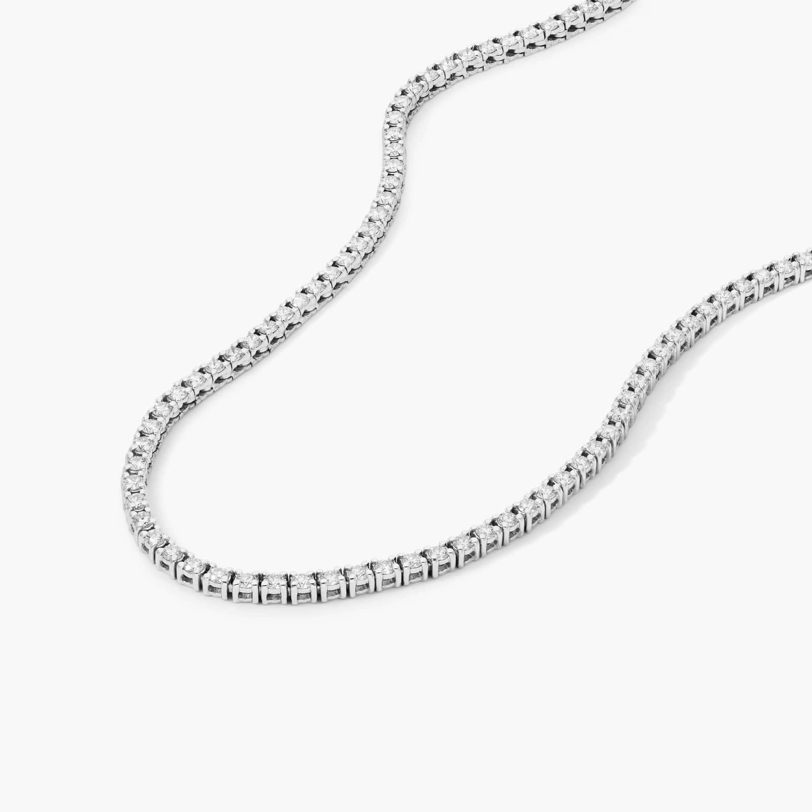 14K White Gold 18 Inch Straight Lab - Created Diamond Tennis Necklace ...