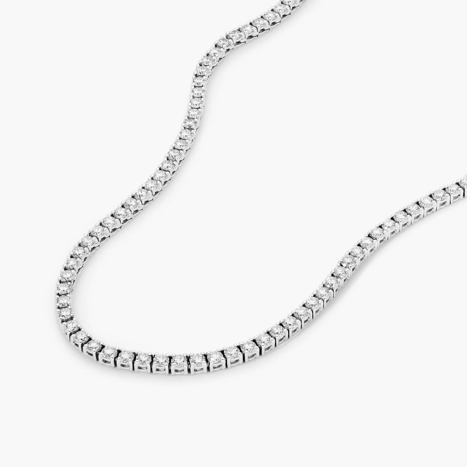 14K White Gold 18 Inch Straight Lab - Created Diamond Tennis Necklace ...