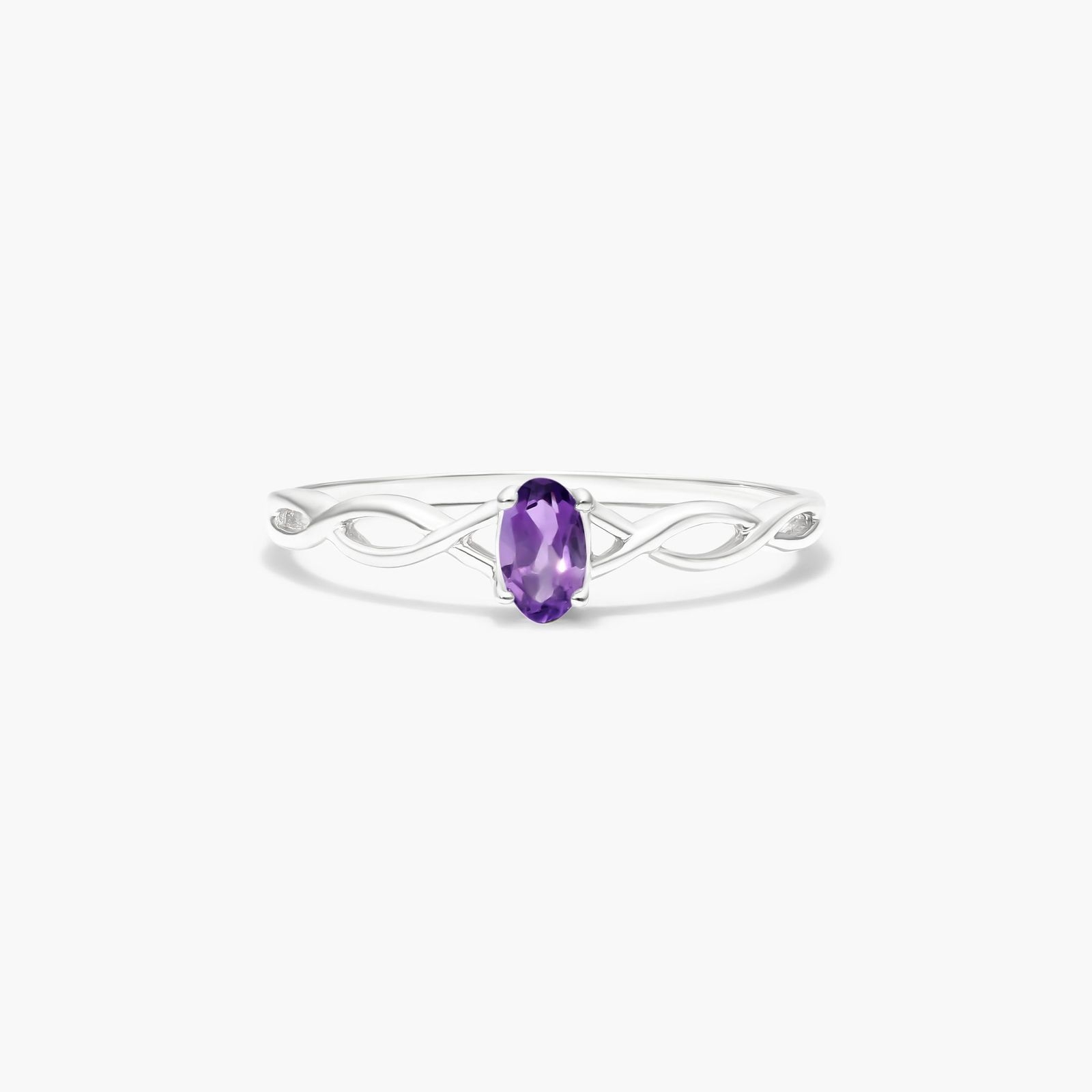 14K White Gold Infinity Amethyst Birthstone Ring-8341602w14