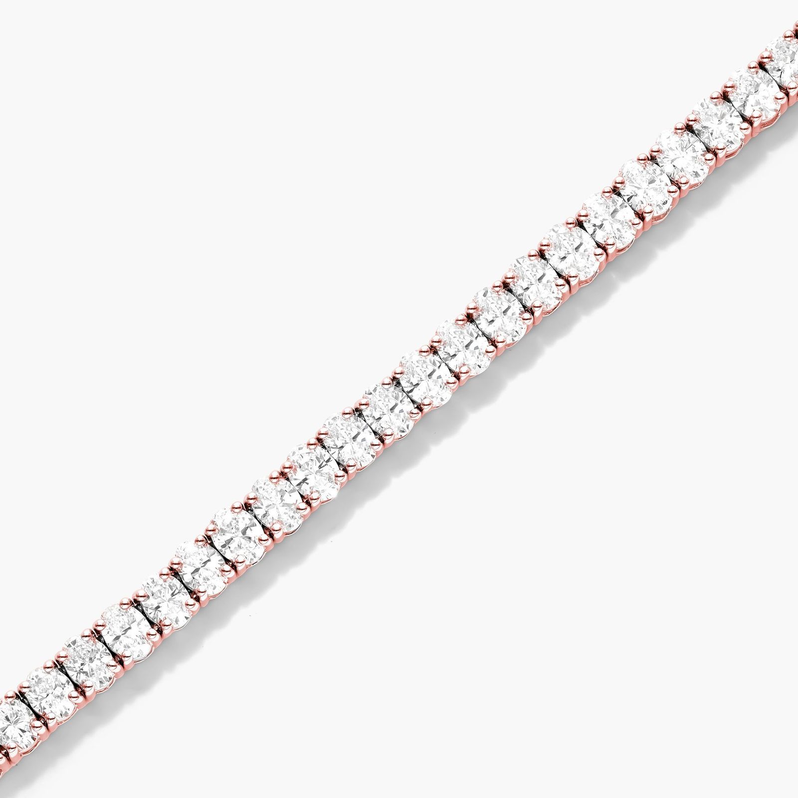 14K Rose Gold Oval Shape Diamond Tennis Bracelet (5.00 CTW - H-I / SI1-SI2)-88006r1420b