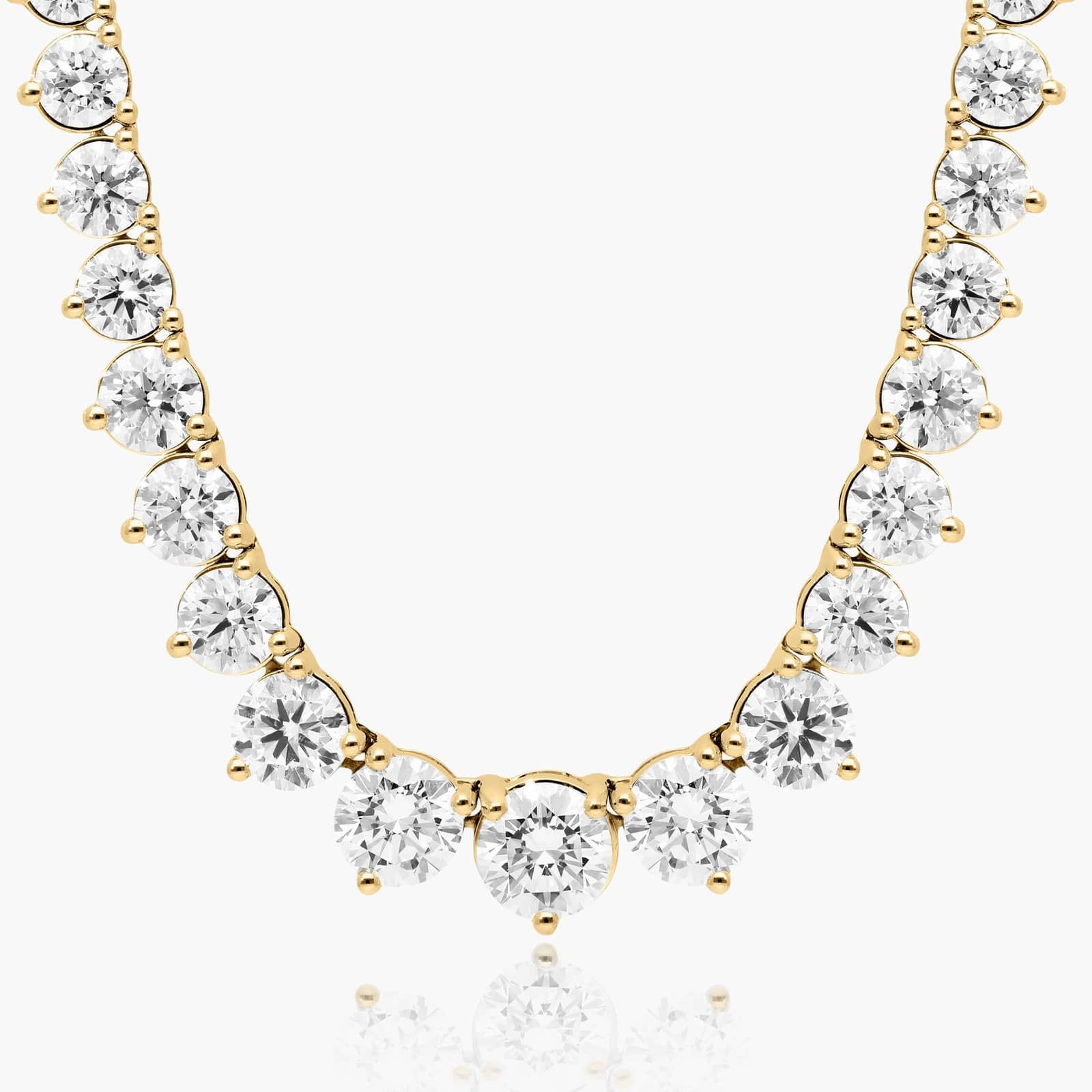 14K Yellow Gold Riviera Three Prong Graduating Lab-Created Diamond ...