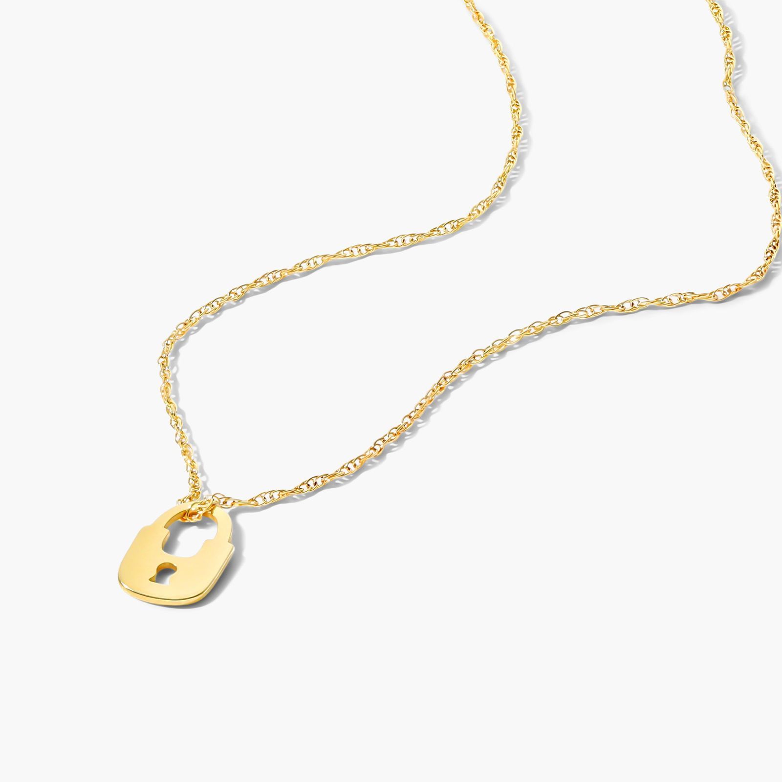 14K Yellow Gold Mini Lock Necklace-95052y14