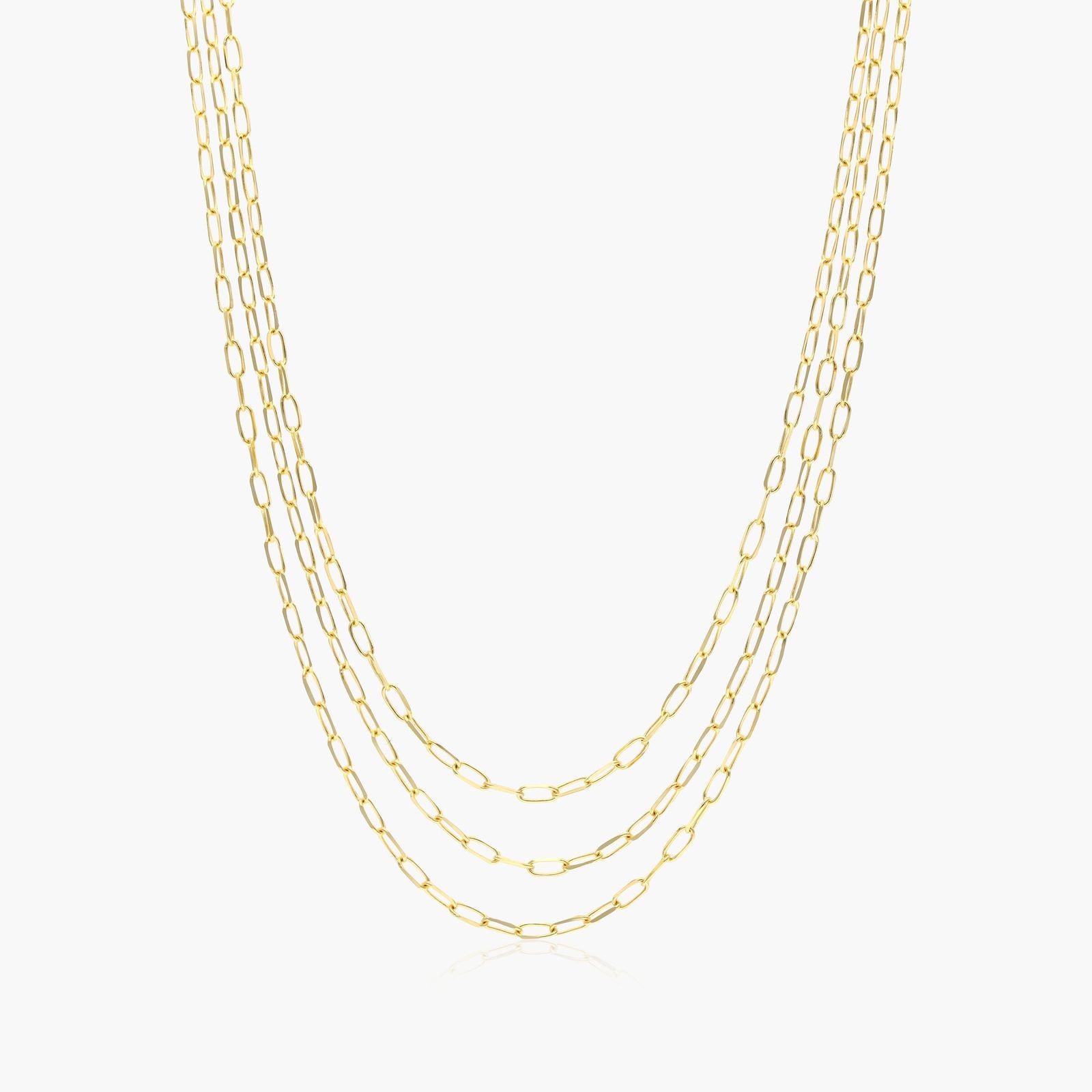 14K Yellow Gold Triple Strand Diamond Cut Forzentina Chain Necklace ...