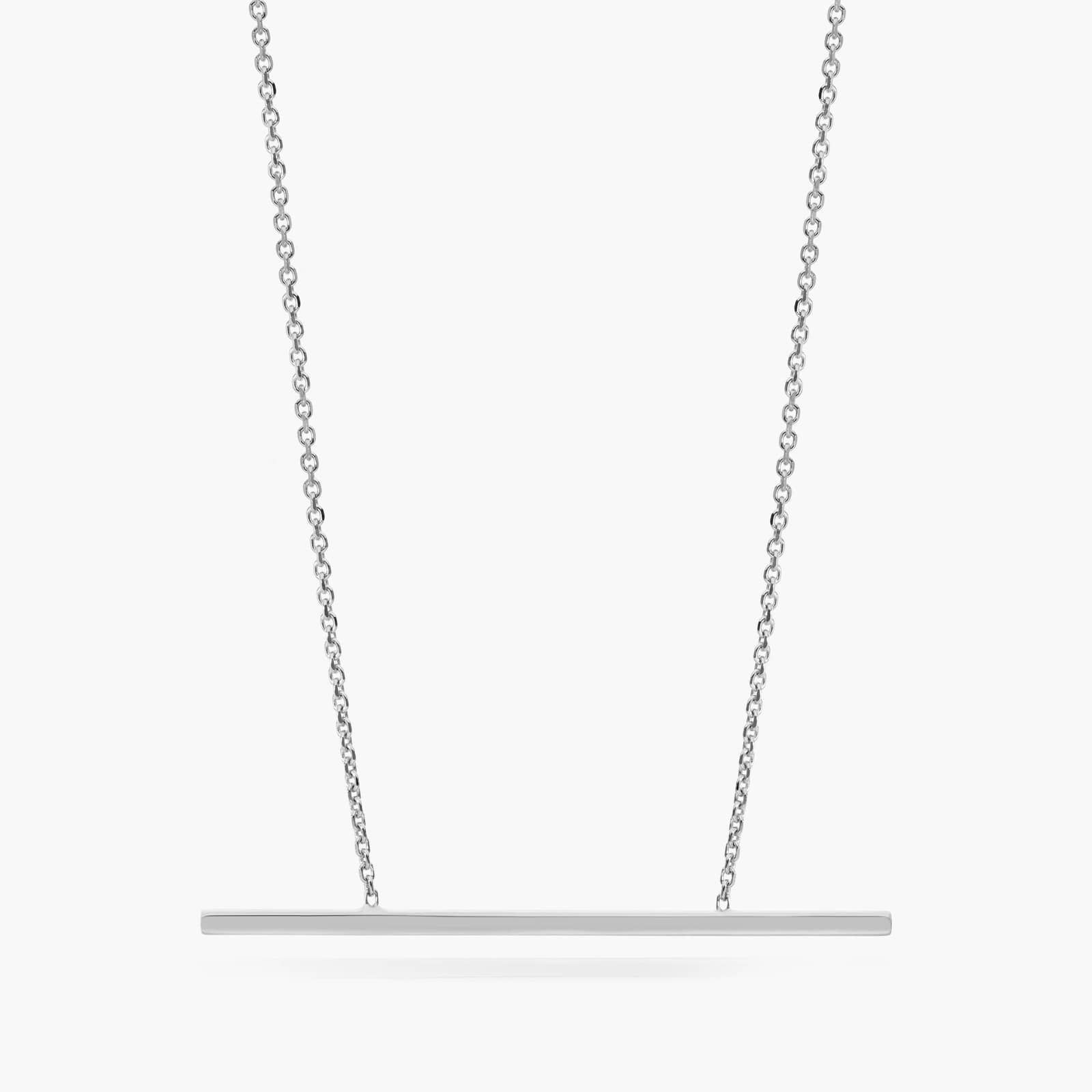 14K White Gold Balance Beam Necklace