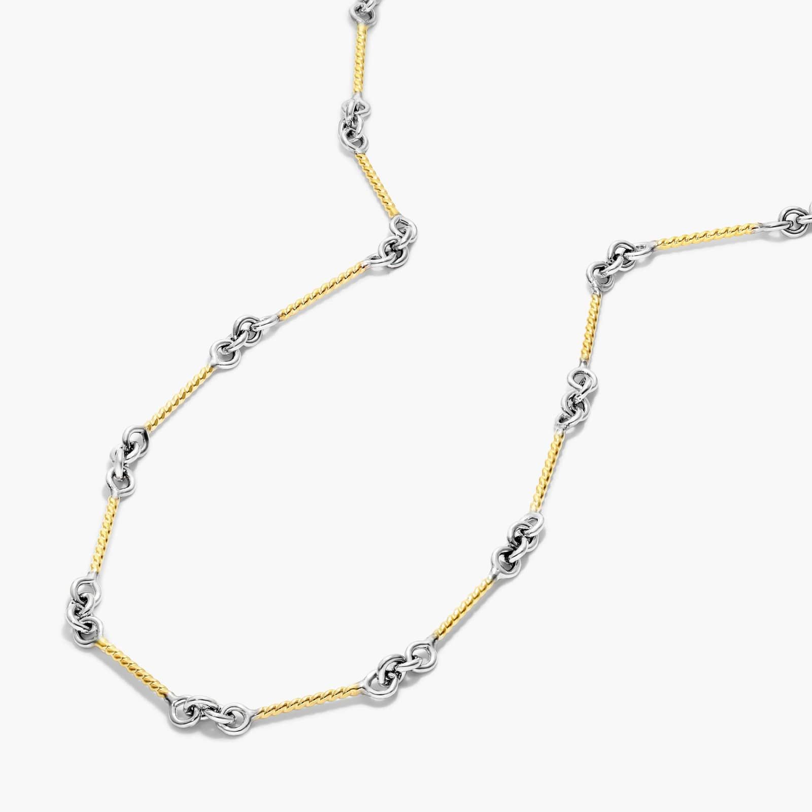 14K White and Yellow Gold Twisted Bar Cable Chain Necklace-95273i180w14