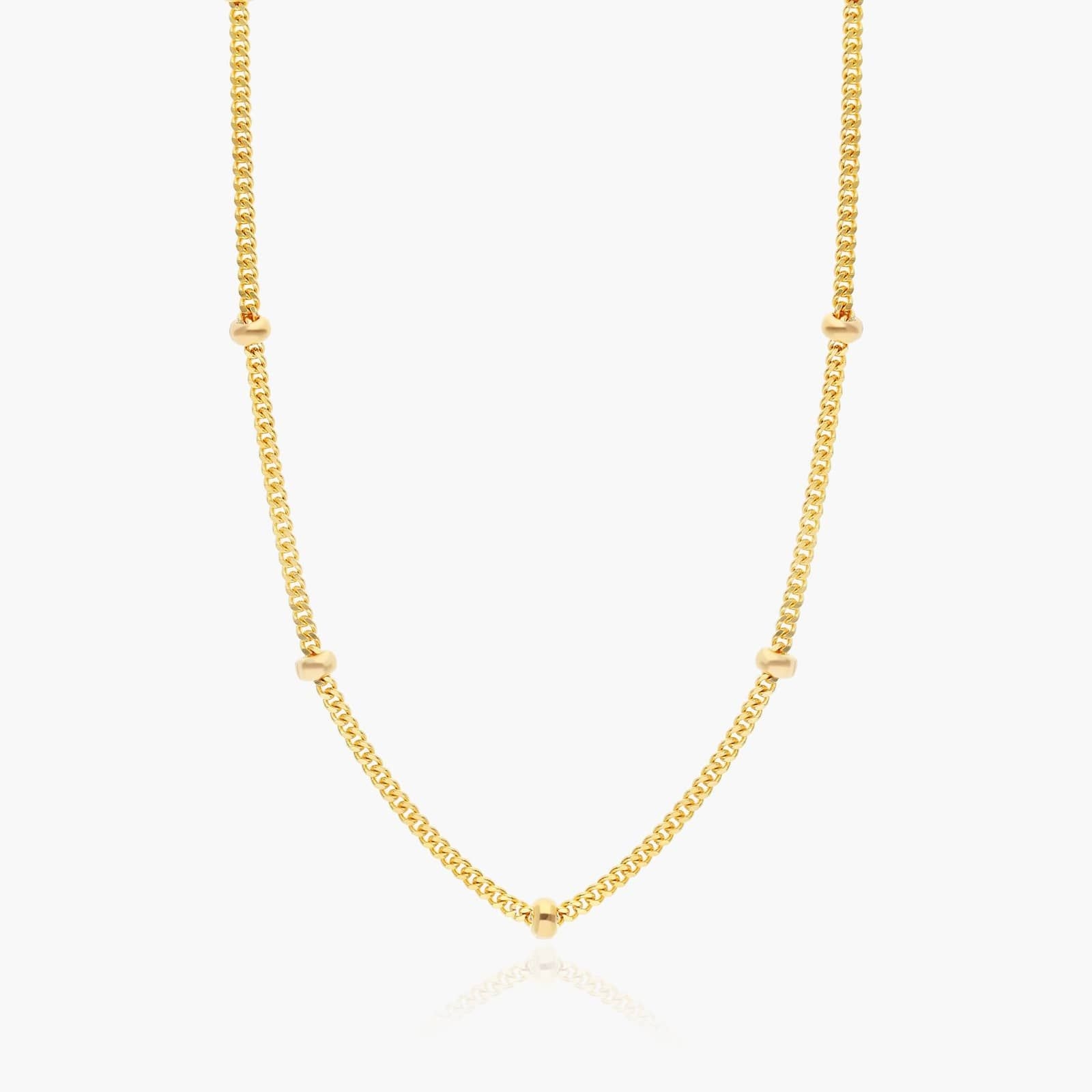 14K Yellow Gold Curb Saturn Chain Necklace-95275i180y14