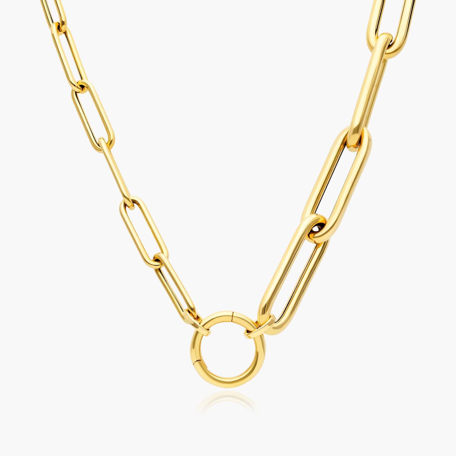 14K Yellow Gold Dual Paper Clip Chain Necklace-95311y14