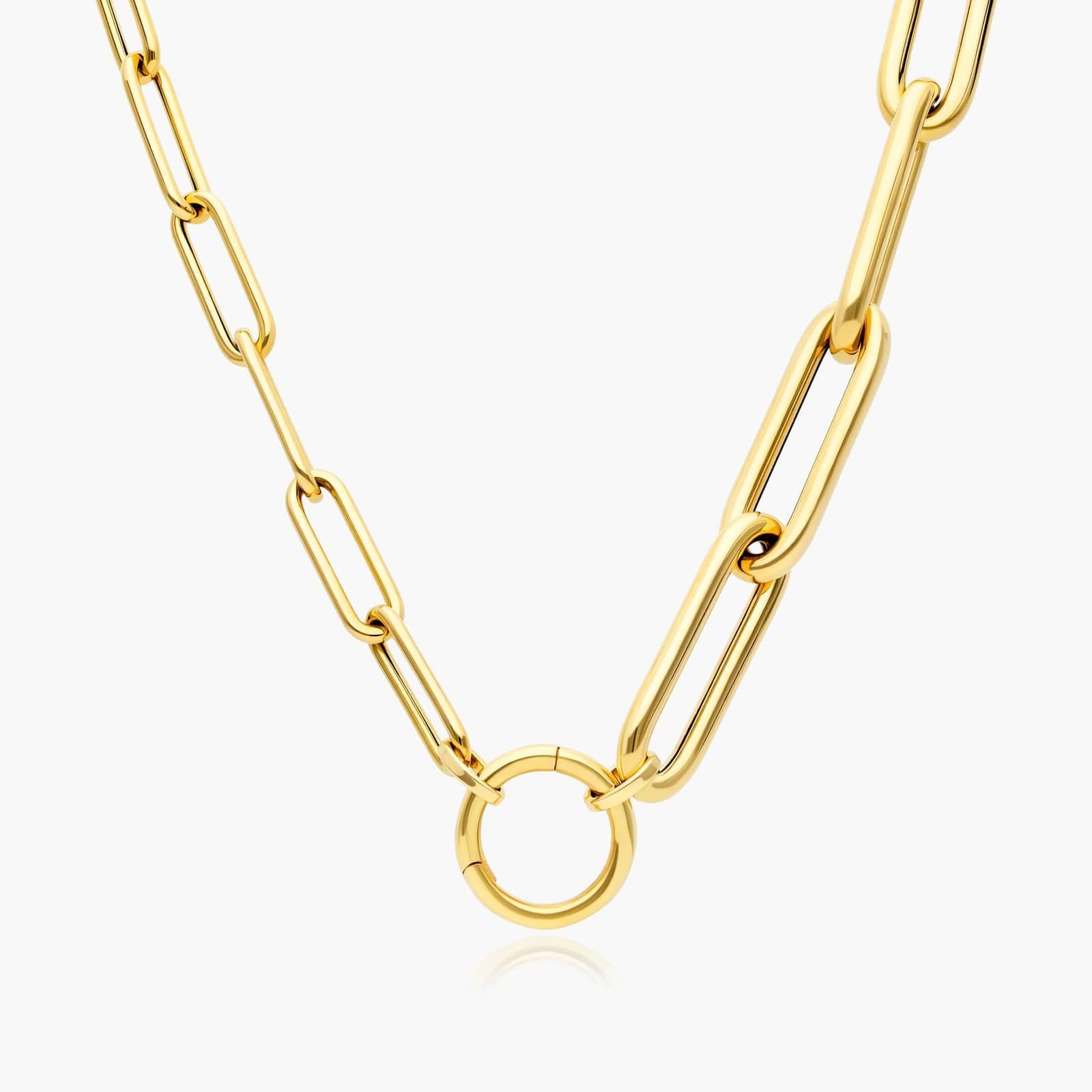14K Yellow Gold Dual Paper Clip Chain Necklace-95311y14