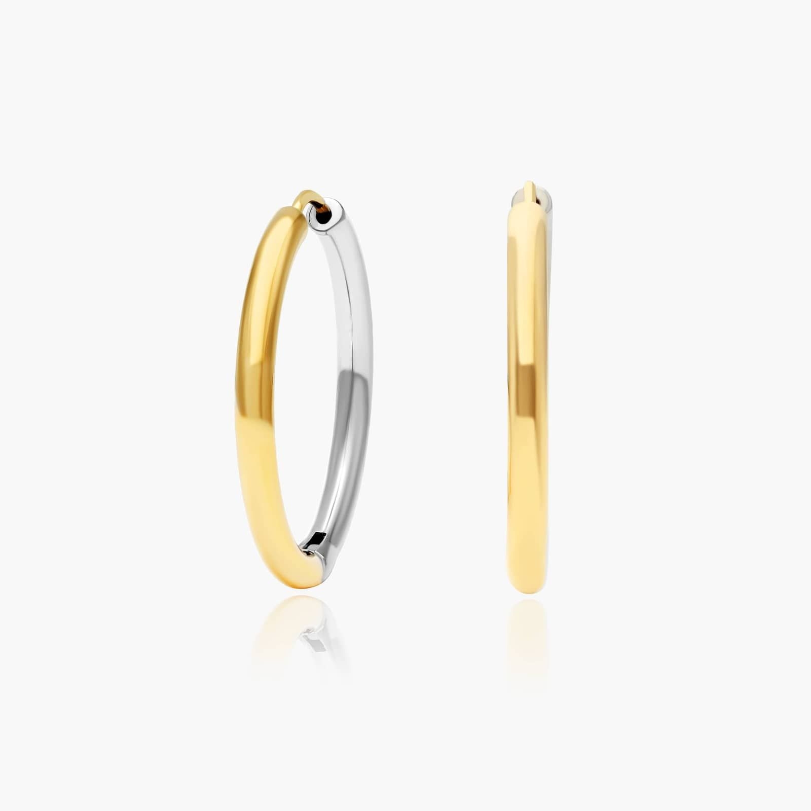 14K White and Yellow Gold Reversible Hoop Earrings-95312y14