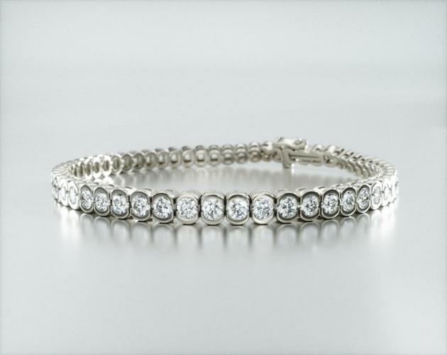 bracelets, tennis bracelets, platinum bezel diamond tennis bracelet 5 ctw h i si1 si2 item 66123