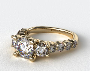 18K Yellow Gold Round Diamond Trio engagement Ring
