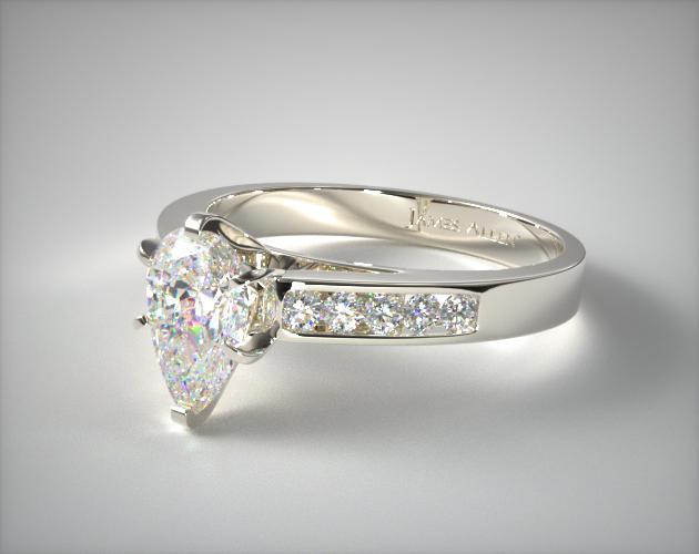 Platinum Channel Set Round Shaped Diamond Engagement Ring