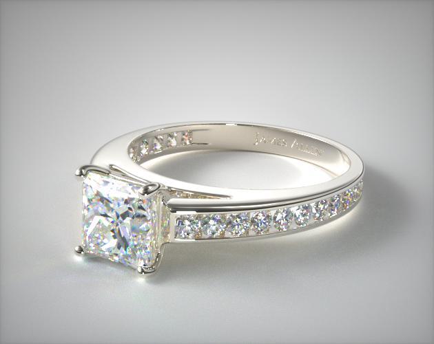 14K White Gold Channel Set Round Diamond Engagement Ring