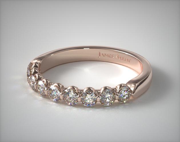 14K Rose Gold 0.75ctw Nine Stone Share Prong Diamond Anniversary Ring ...
